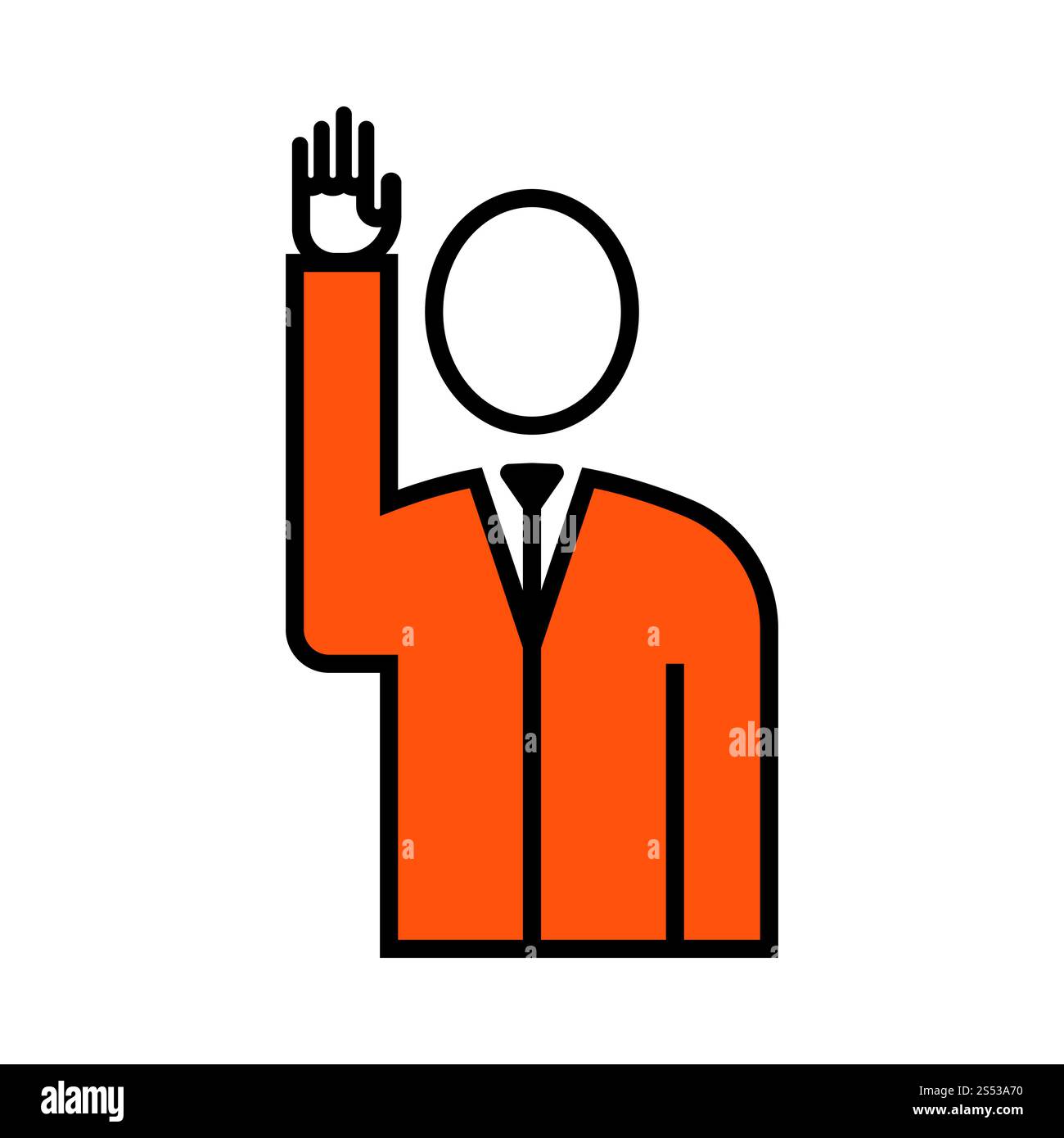 Voting Man Icon. Thin Line With Orange Fill Design. Vector Illustration ...