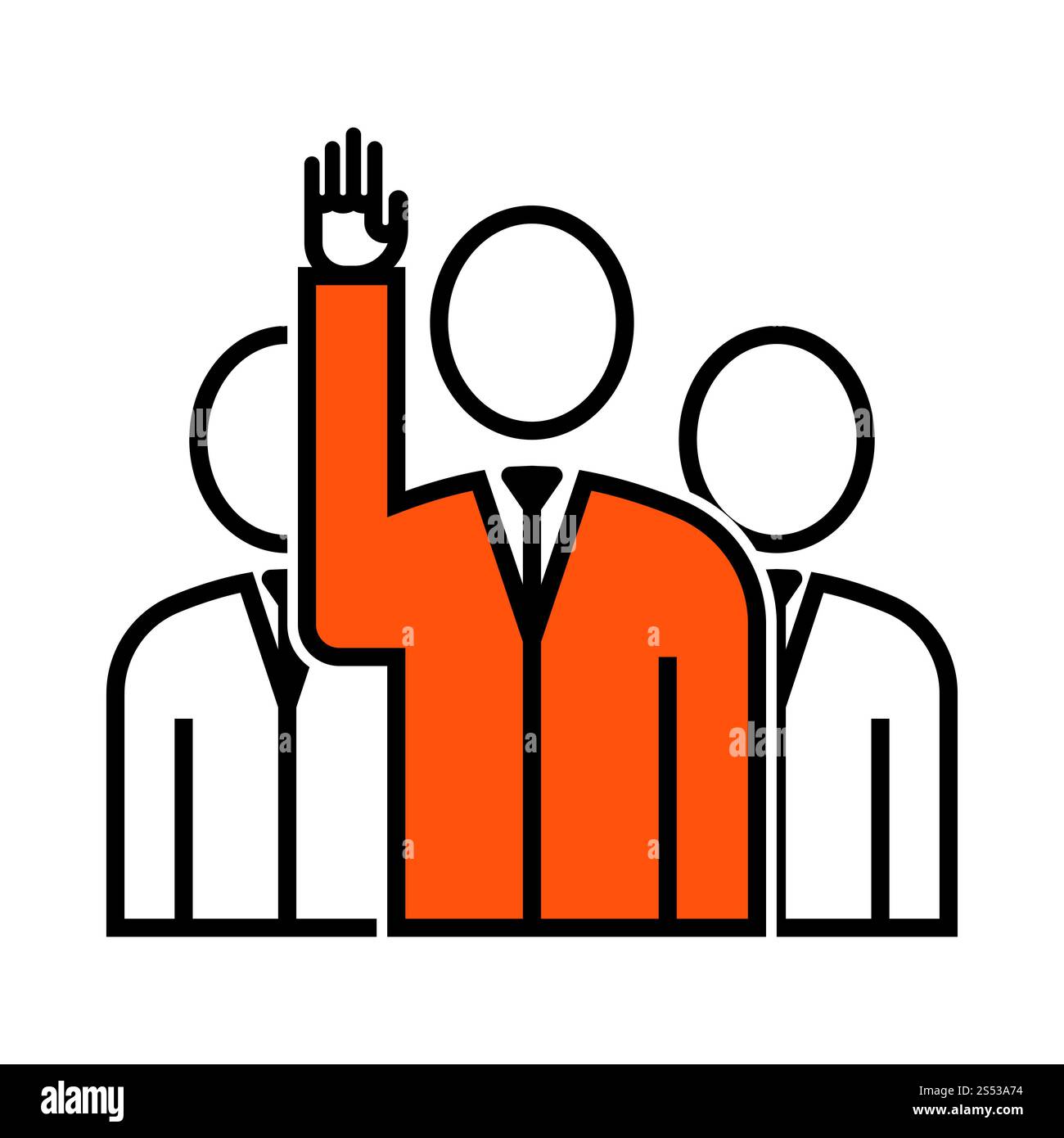 Voting Man With Men Behind Icon. Thin Line With Orange Fill Design ...