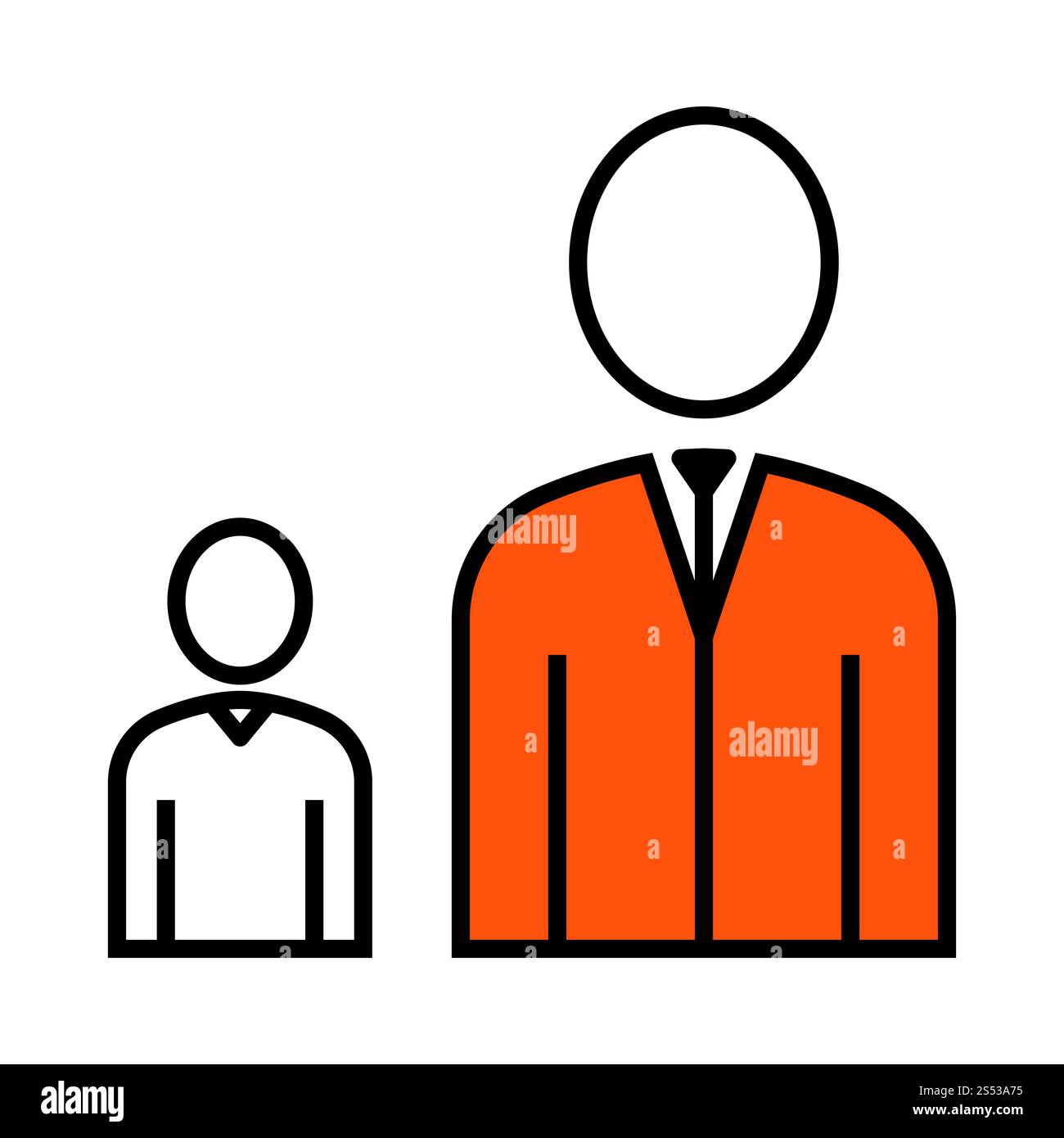 Man Boss With Subordinate Icon. Thin Line With Orange Fill Design ...