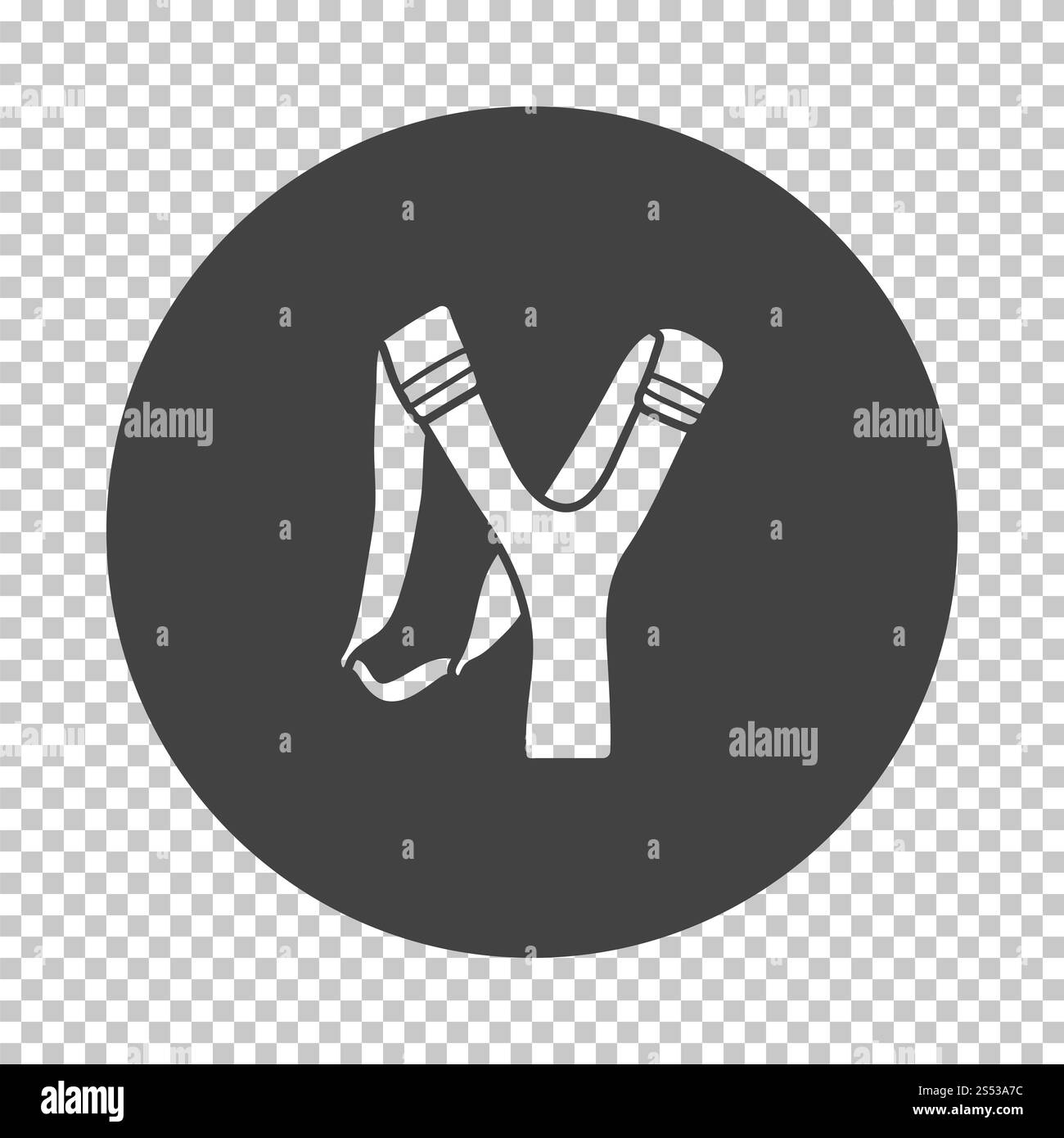 Hunting slingshot icon. Subtract stencil design on tranparency grid ...