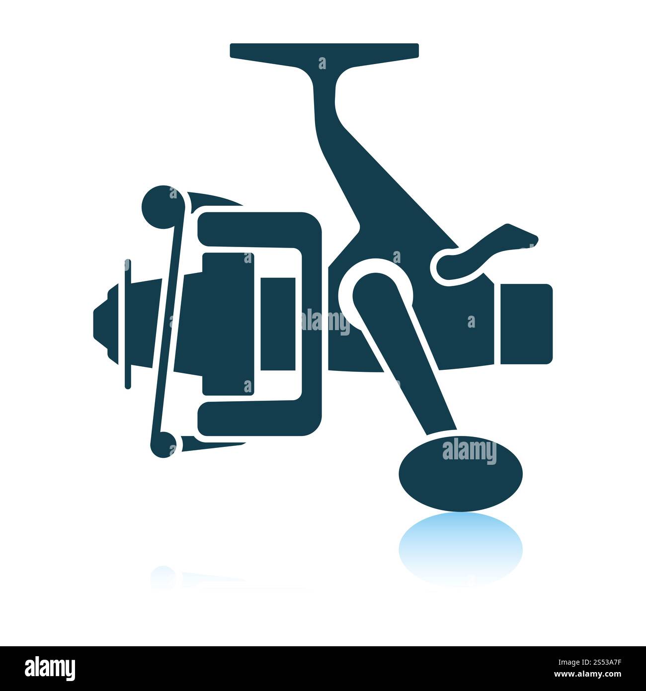 Icon of Fishing reel . Shadow reflection design. Vector illustration ...