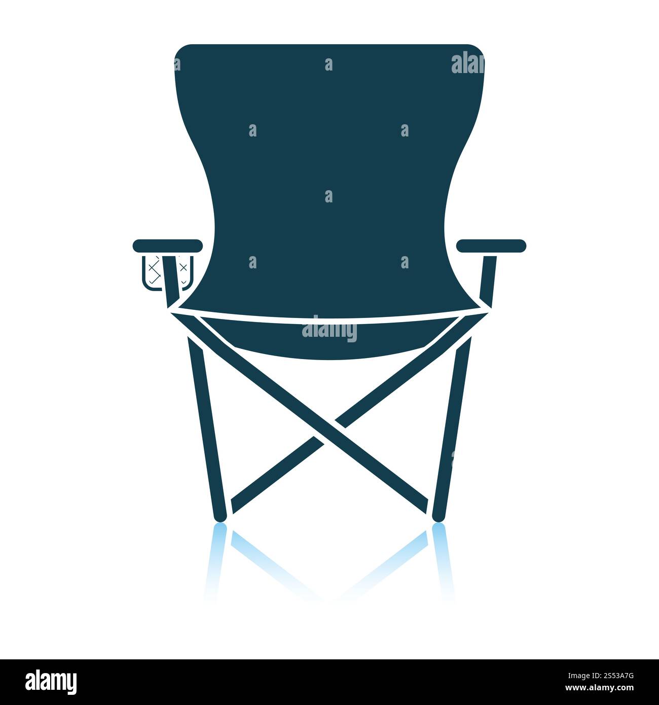Icon of Fishing folding chair. Shadow reflection design. Vector ...