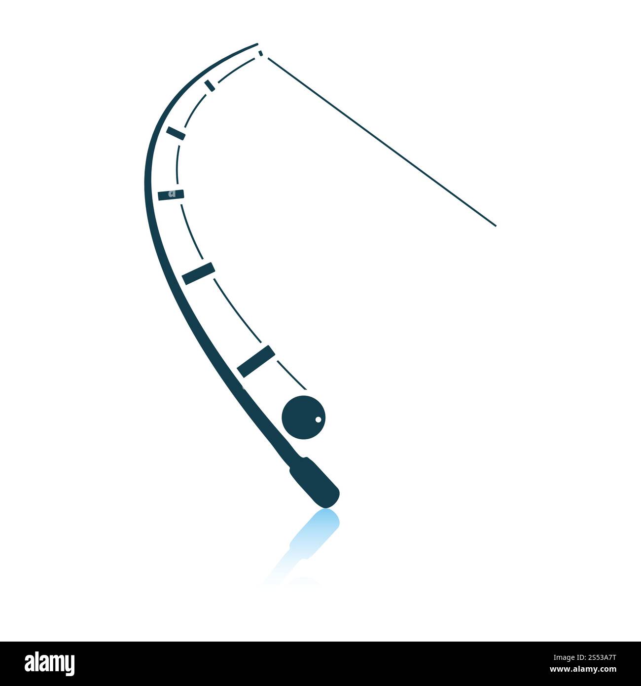 Icon of curved fishing tackle. Shadow reflection design. Vector ...
