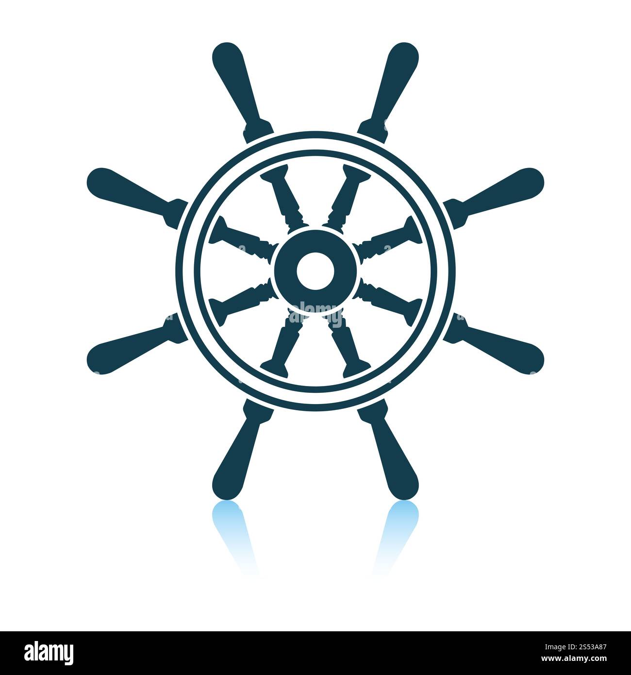 Icon of steering wheel . Shadow reflection design. Vector illustration ...