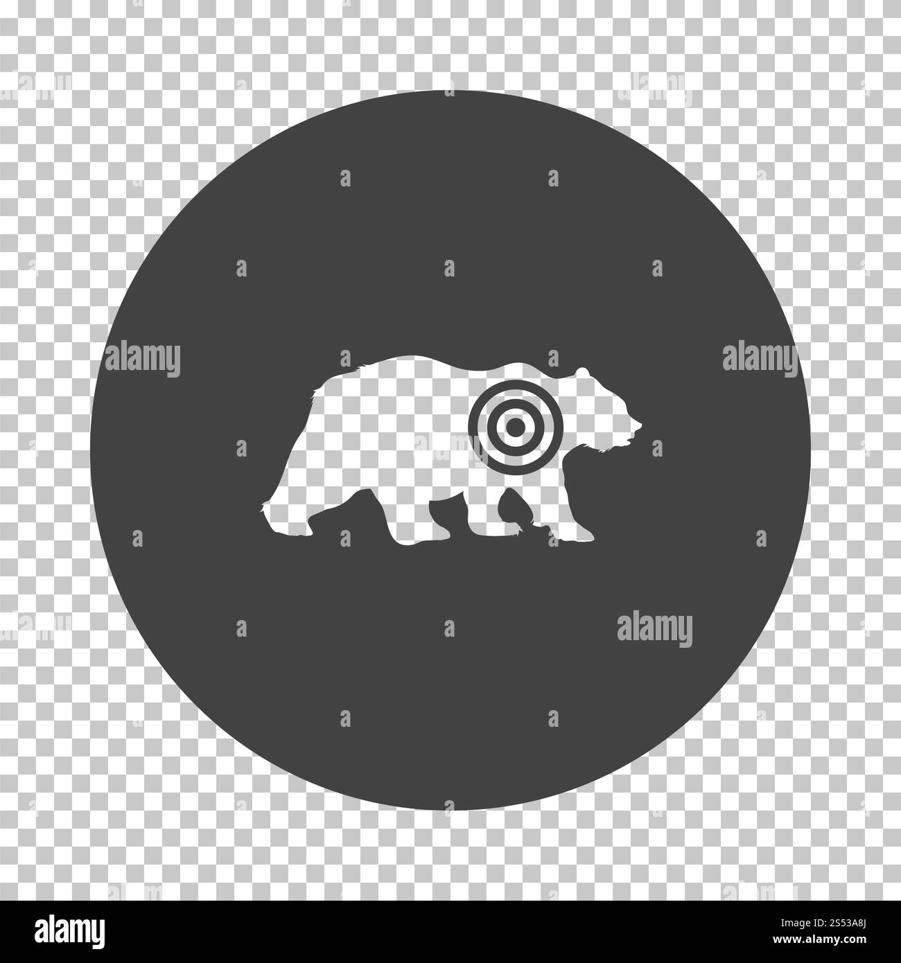 Bear silhouette with target icon. Subtract stencil design on ...