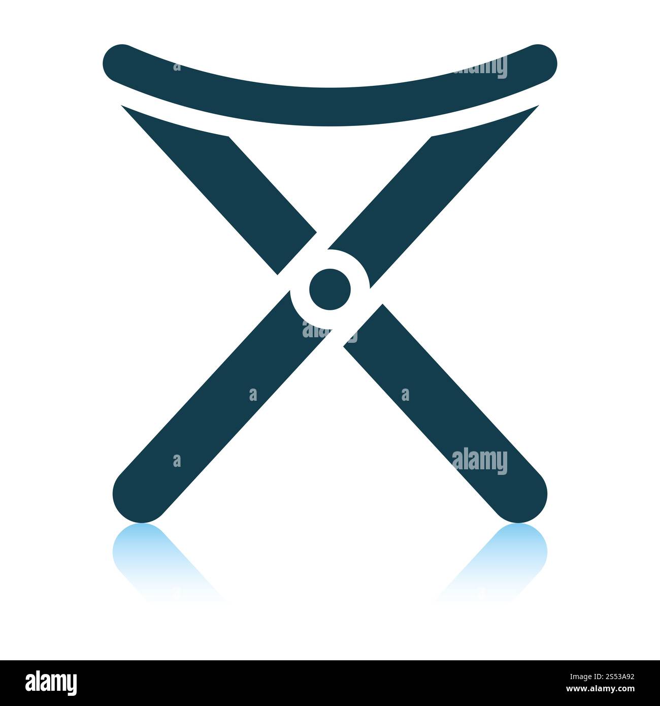 Icon of Fishing folding chair. Shadow reflection design. Vector ...
