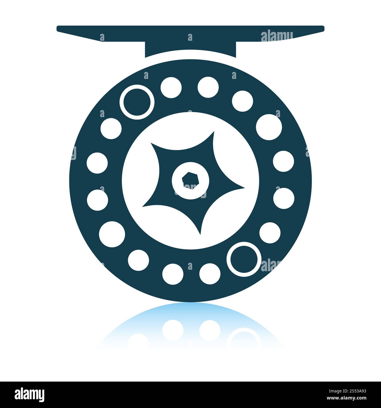 Icon of Fishing reel . Shadow reflection design. Vector illustration ...