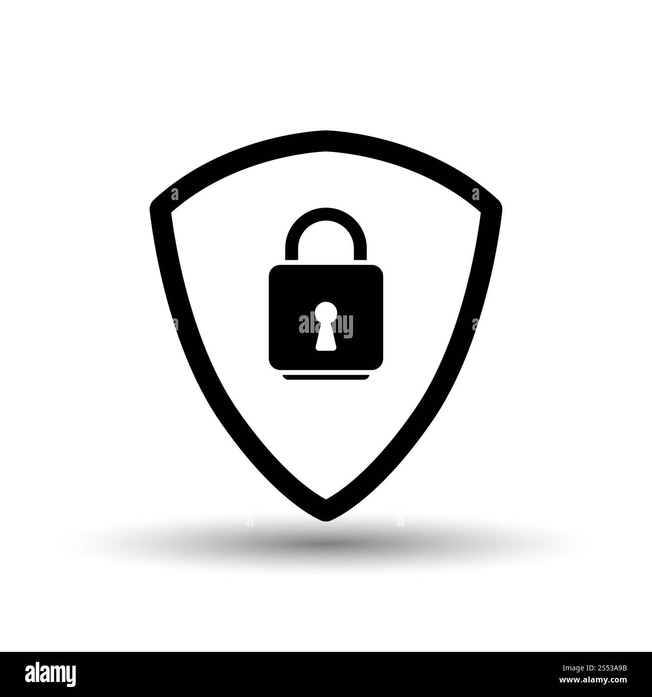 Data Security Icon. Black on White Background With Shadow. Vector ...