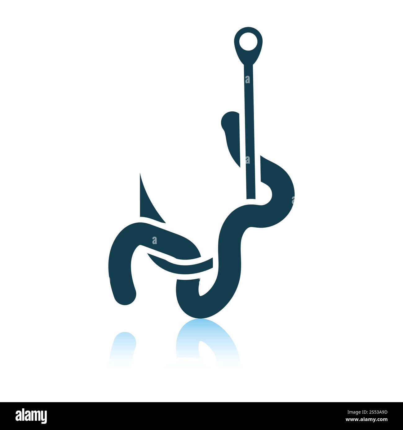 Icon of worm on hook. Shadow reflection design. Vector illustration ...