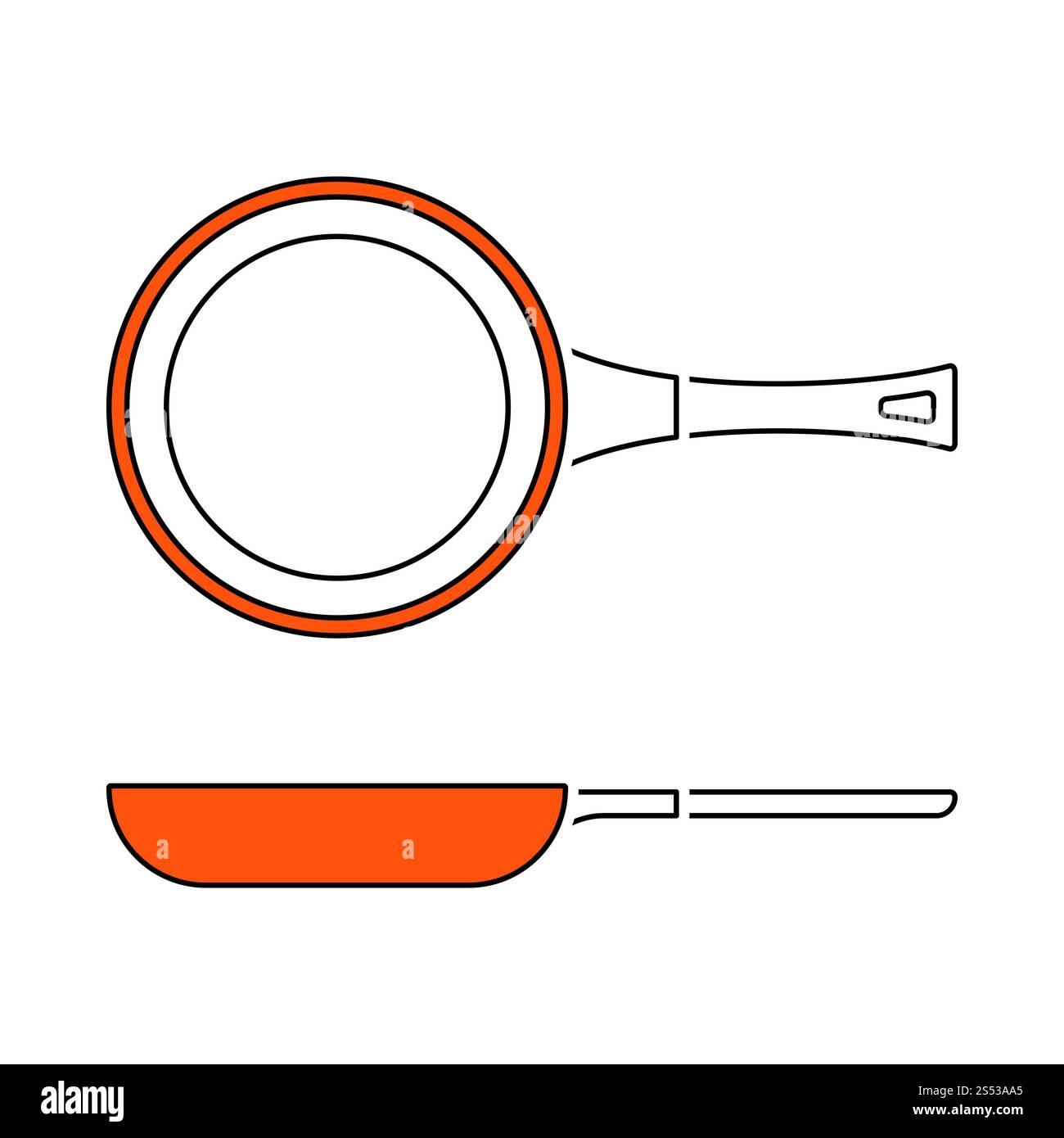 Kitchen Pan Icon. Thin Line With Orange Fill Design. Vector ...