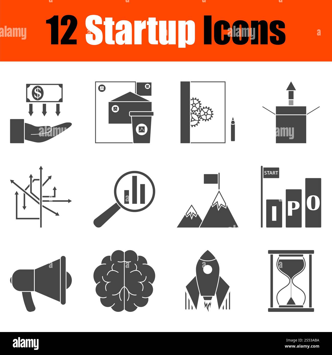 Startup Icon Set. Fully editable vector illustration. Text expanded ...