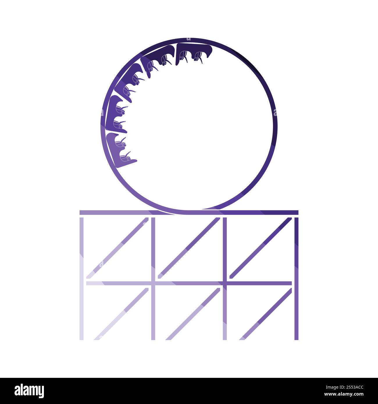 Roller coaster loop icon. Flat color design. Vector illustration Stock ...