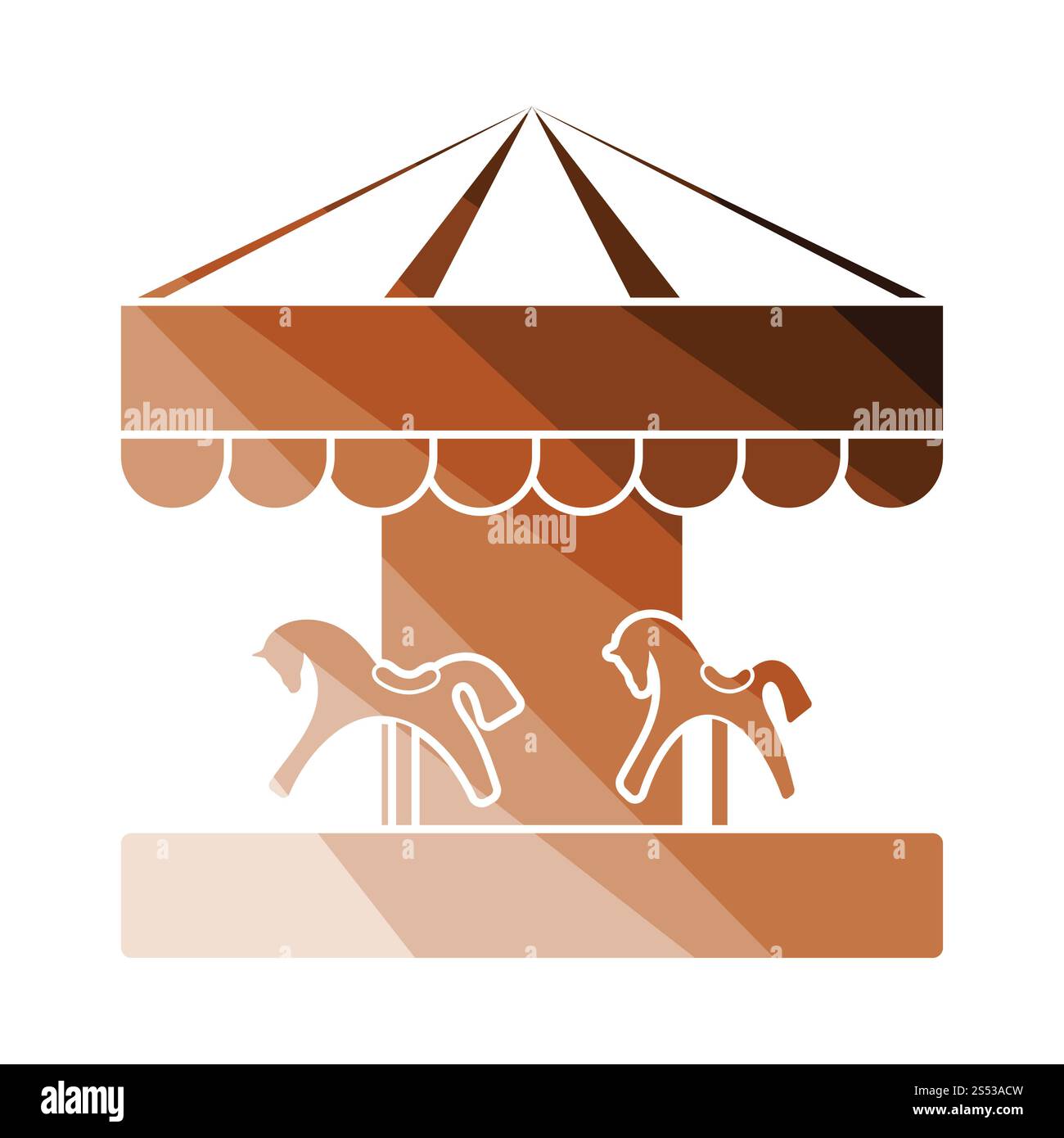 Children horse carousel icon. Flat color design. Vector illustration ...