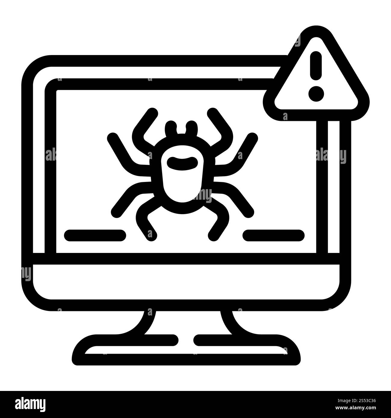 Computer virus detection icon. Outline computer virus detection vector icon for web design ...
