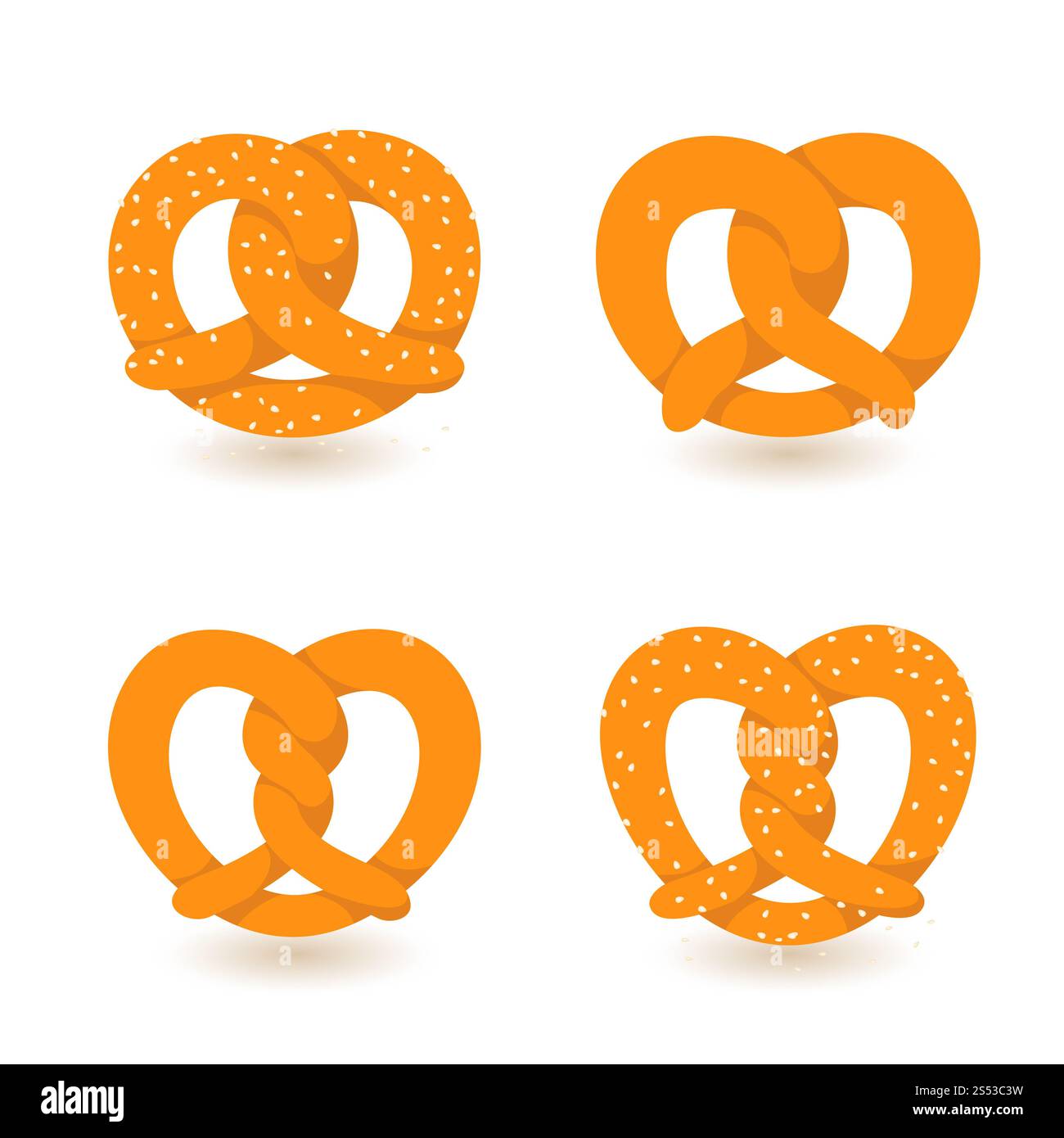 Pretzel icon set. Flat set of pretzel vector icons for web design. Pretzel icon set, flat style ...