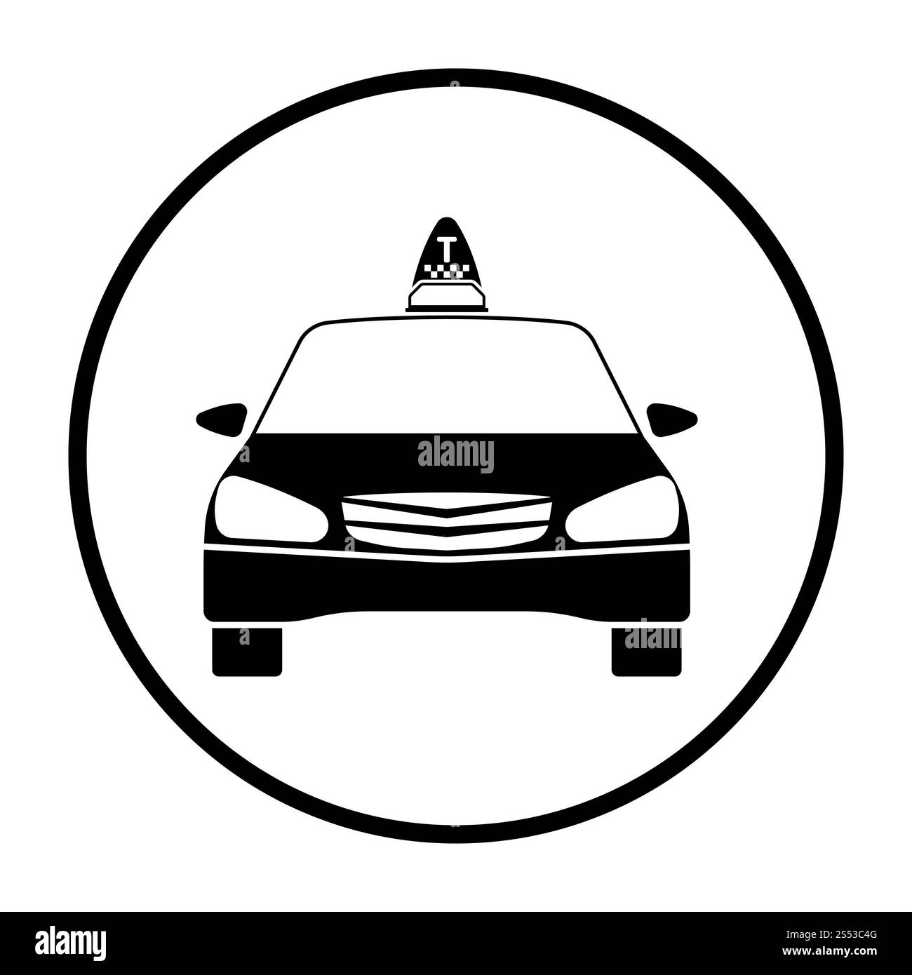 Taxi icon front view. Thin Circle Stencil Design. Vector Illustration ...