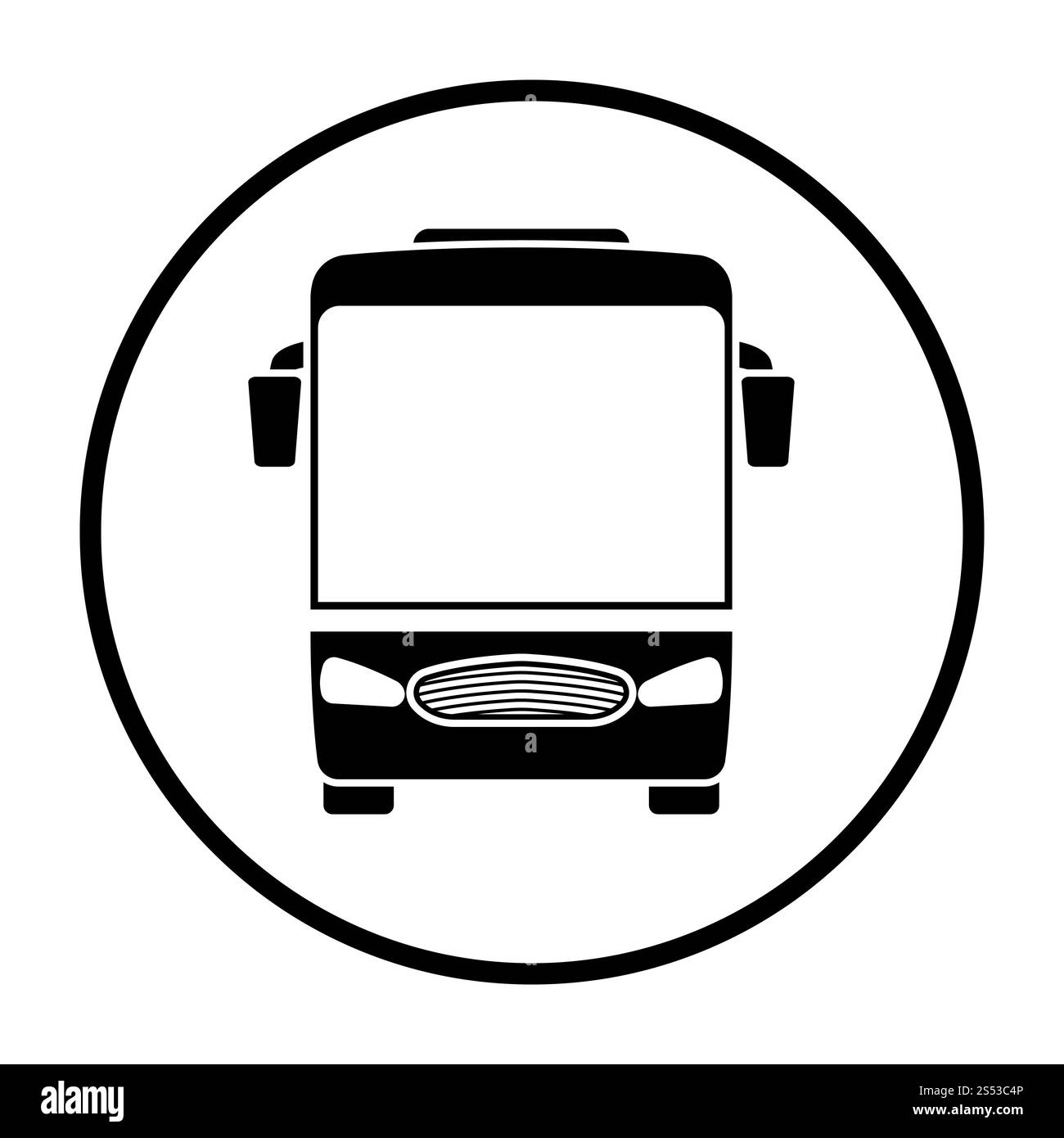 Tourist bus icon front view. Thin Circle Stencil Design. Vector ...
