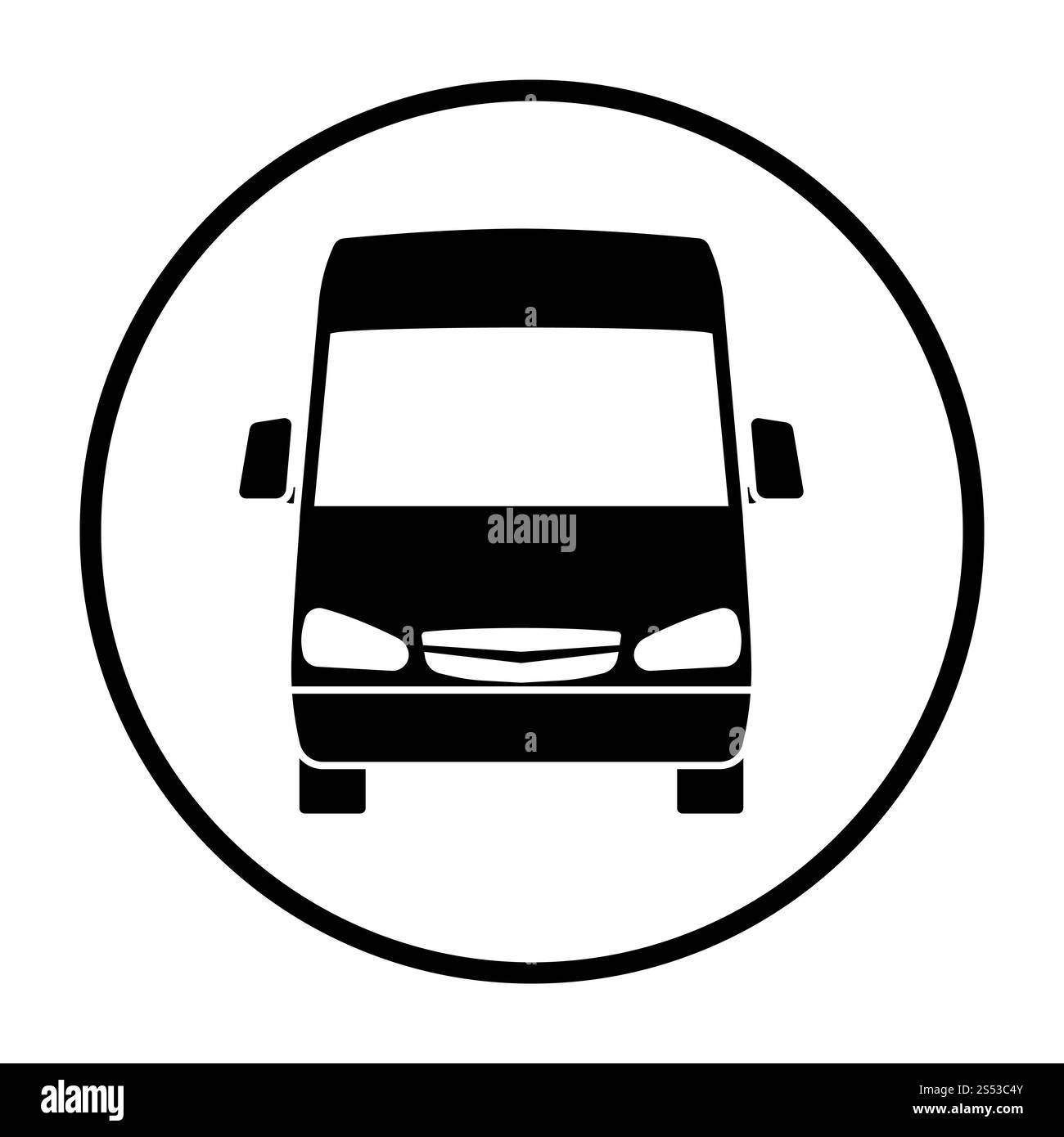 Van icon front view. Thin Circle Stencil Design. Vector Illustration ...