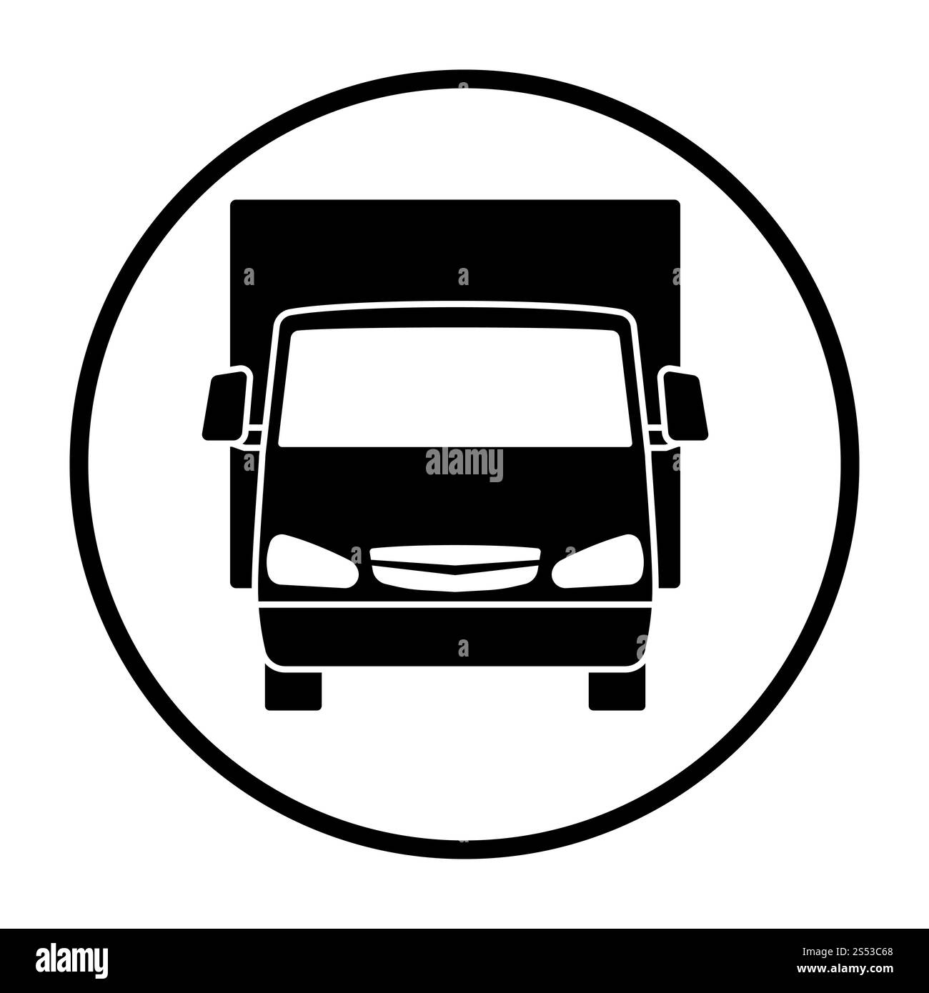 Van truck icon front view. Thin Circle Stencil Design. Vector ...