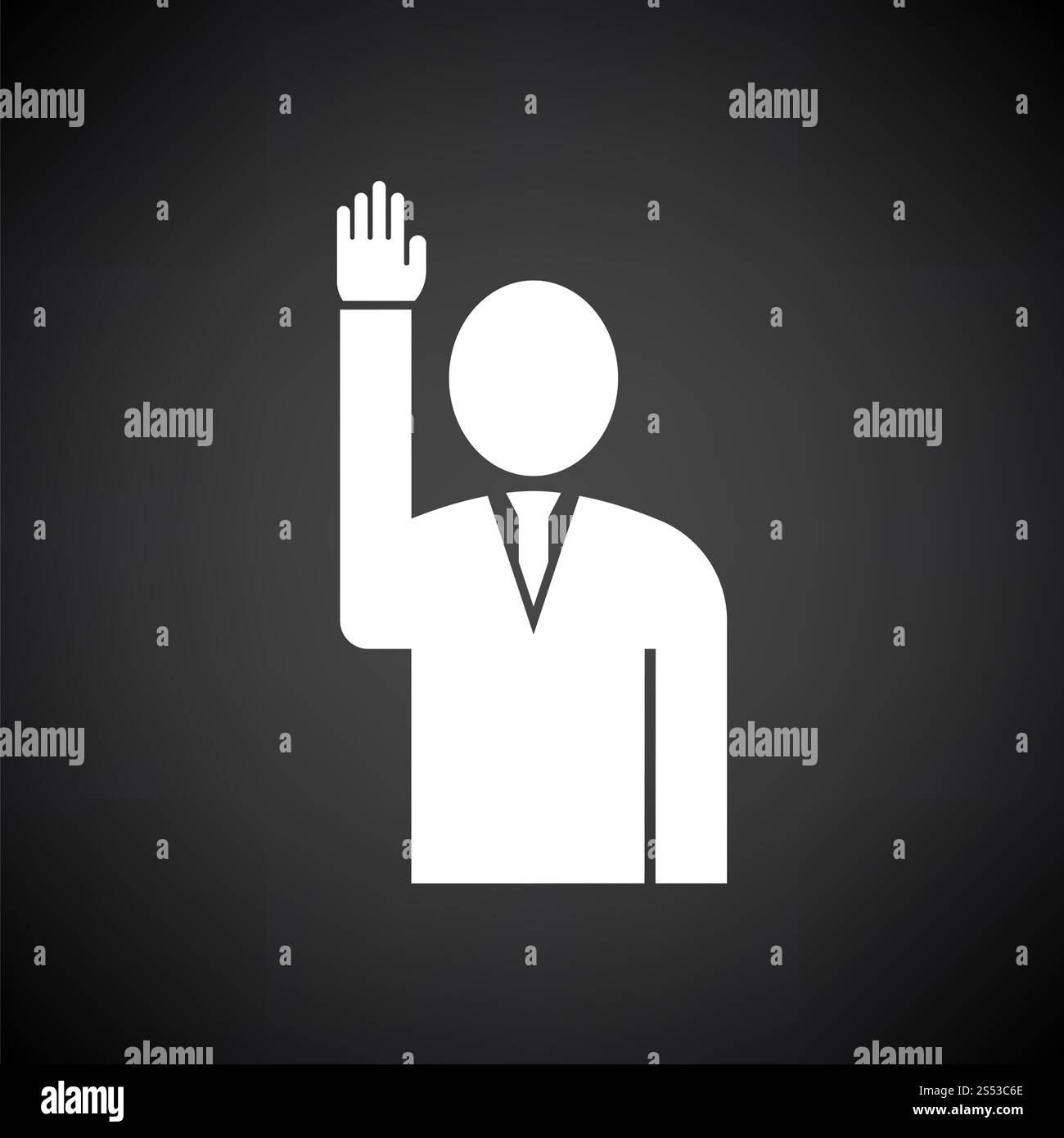 Voting Man Icon. White on Black Background. Vector Illustration Stock ...