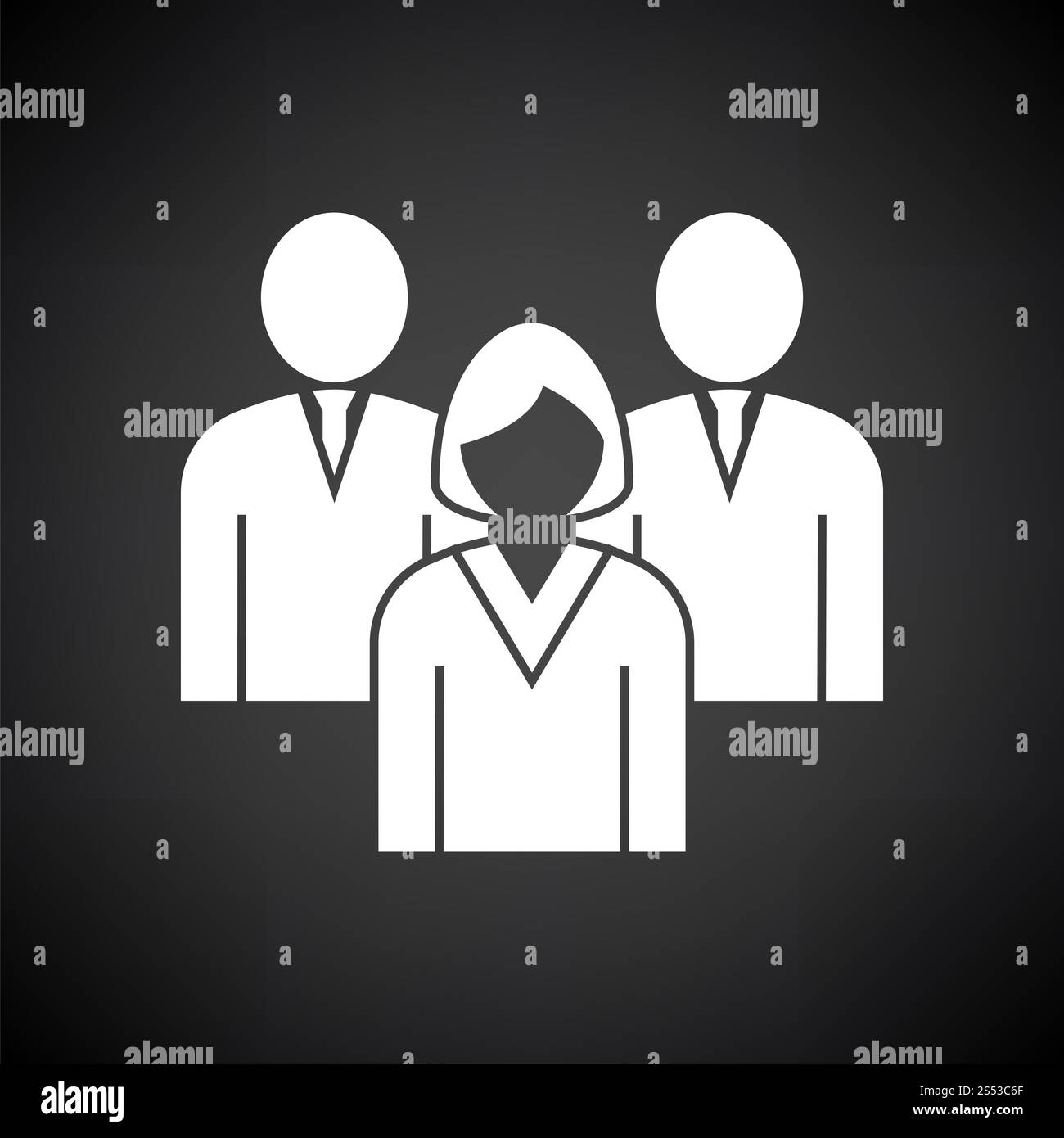 Corporate Team Icon. White on Black Background. Vector Illustration ...
