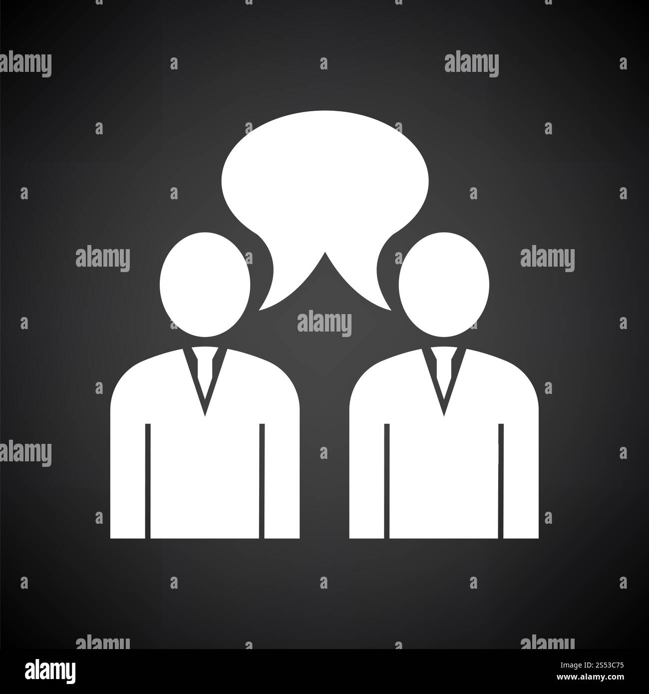 Chat Icon. White on Black Background. Vector Illustration Stock Photo ...