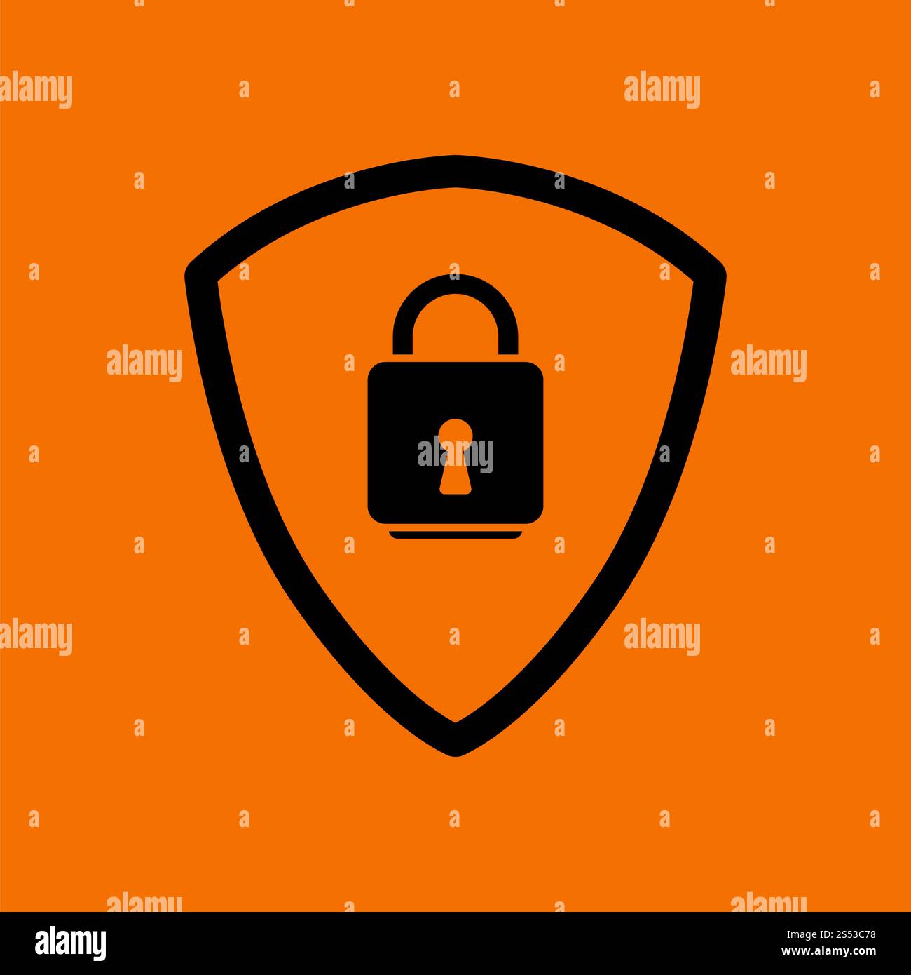 Data Security Icon. Black on Orange background. Vector illustration ...