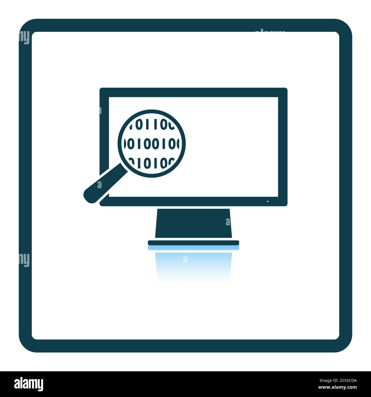 Data Analysing Icon. Square Shadow Reflection Design. Vector ...