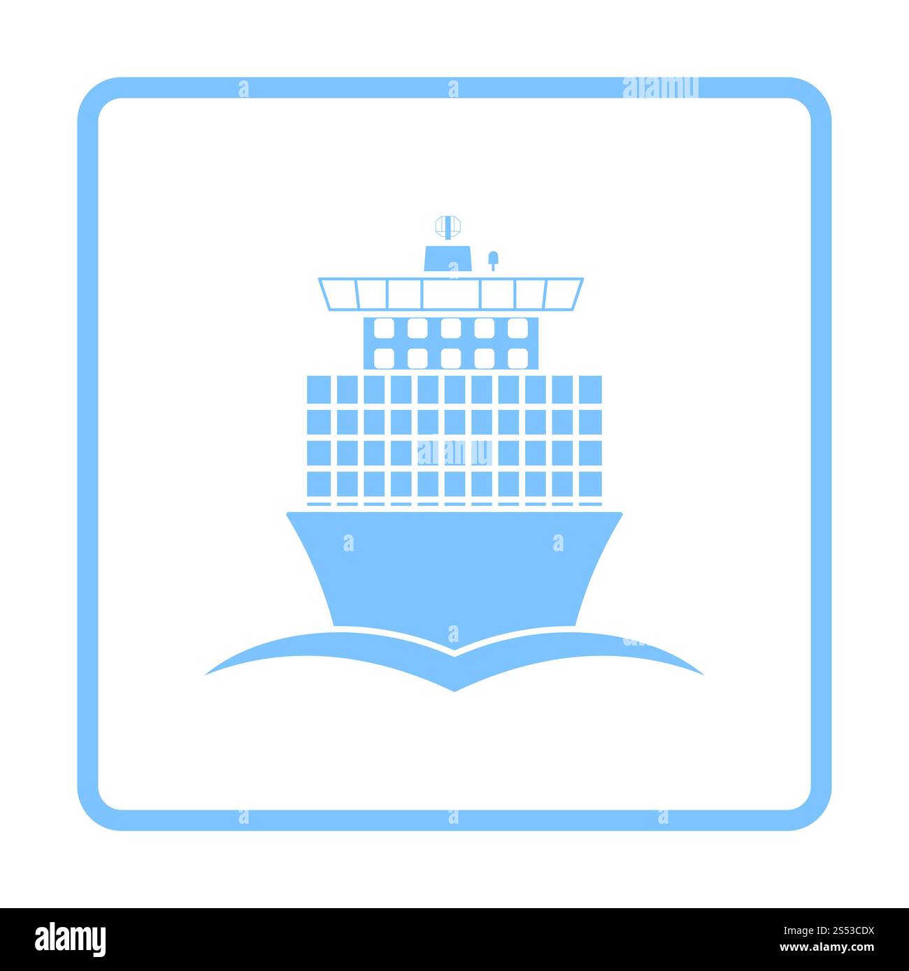 Container Ship Icon Front View. Blue Frame Design. Vector Illustration ...