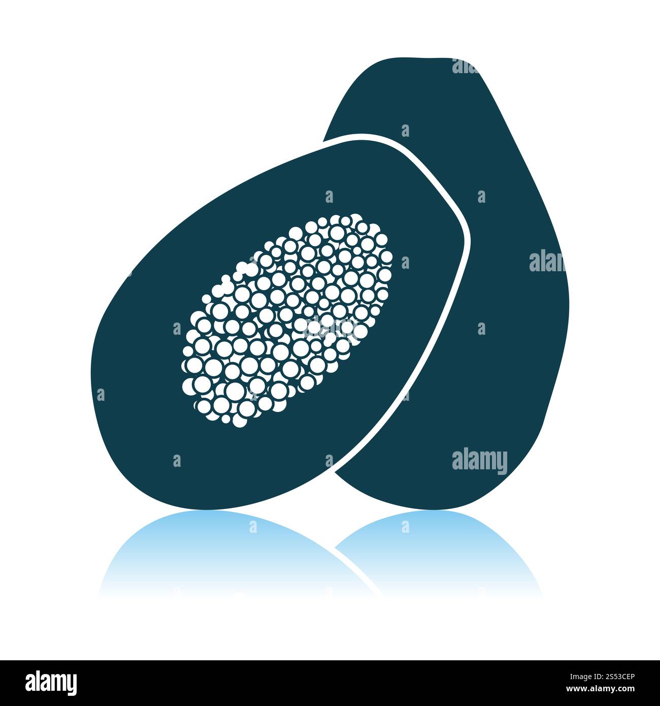 Papaya Icon On Gray Background. Shadow Reflection Design. Vector ...