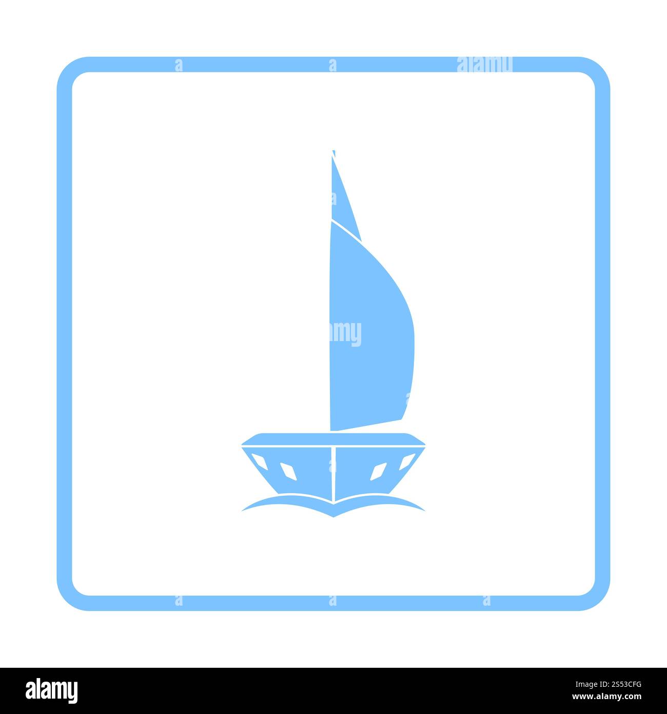 Sail Yacht Icon Front View. Blue Frame Design. Vector Illustration ...