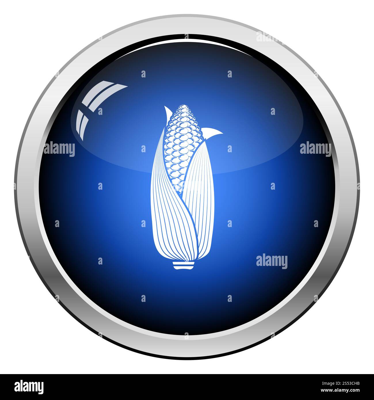 Corn Icon. Glossy Button Design. Vector Illustration Stock Photo - Alamy