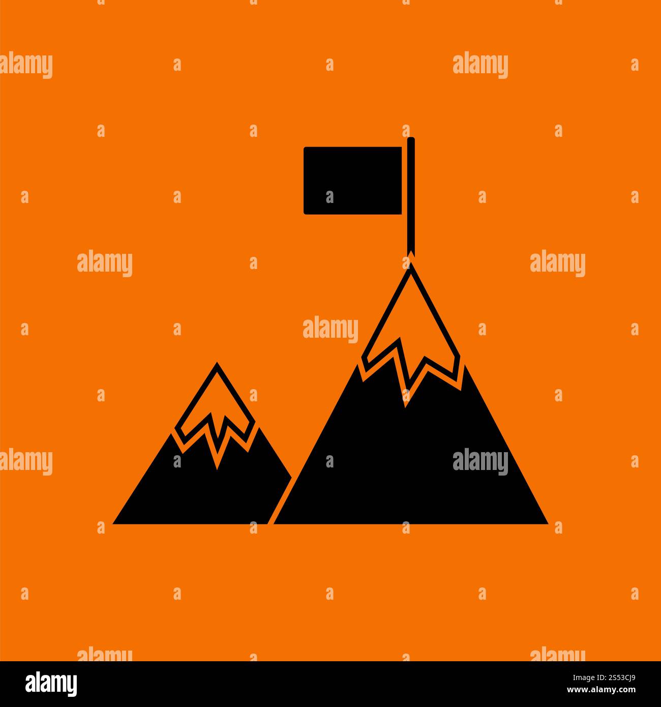 Mission Icon. Black on Orange Background. Vector Illustration Stock ...