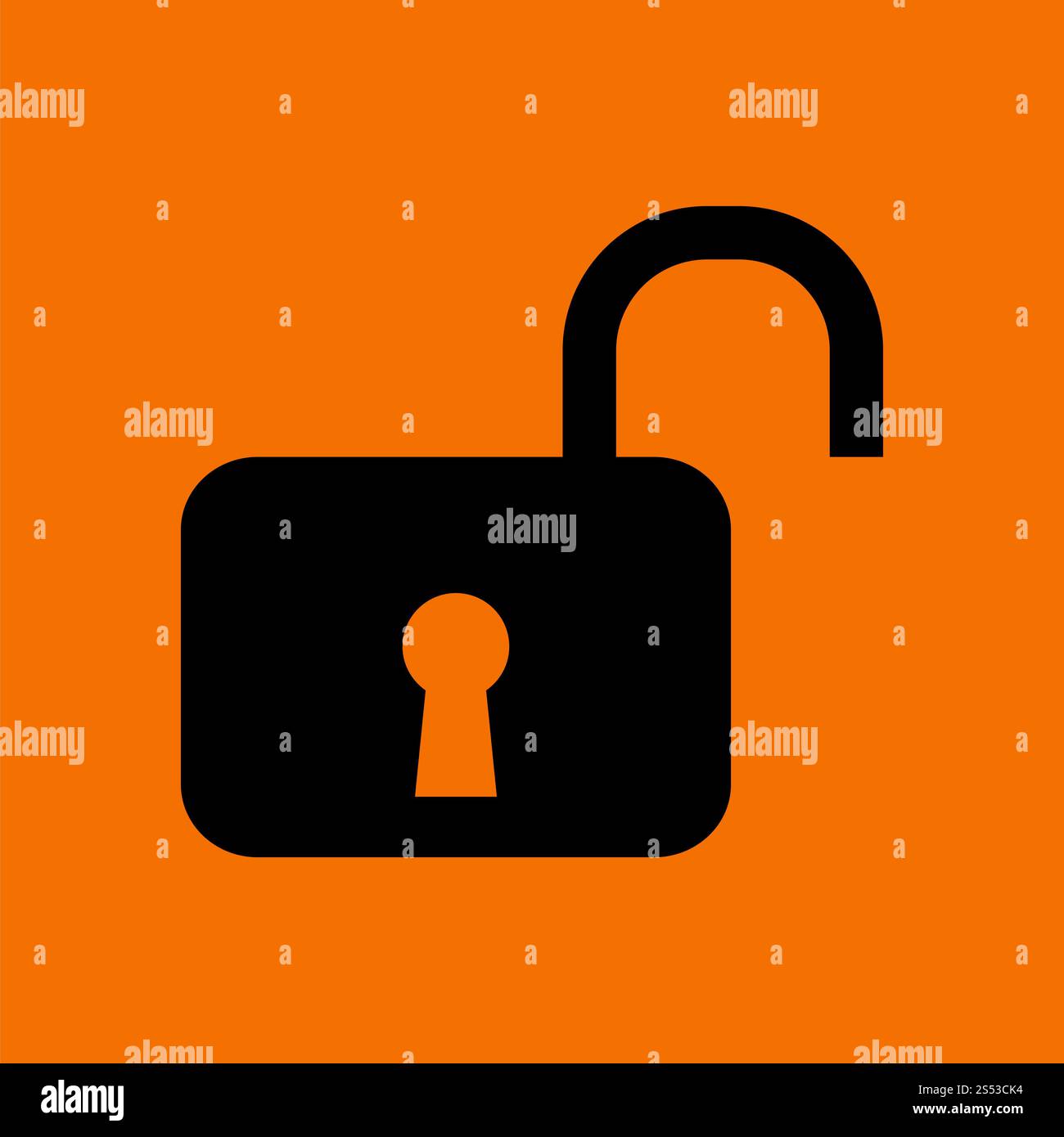 Unlock Icon. Black on Orange Background. Vector Illustration Stock ...