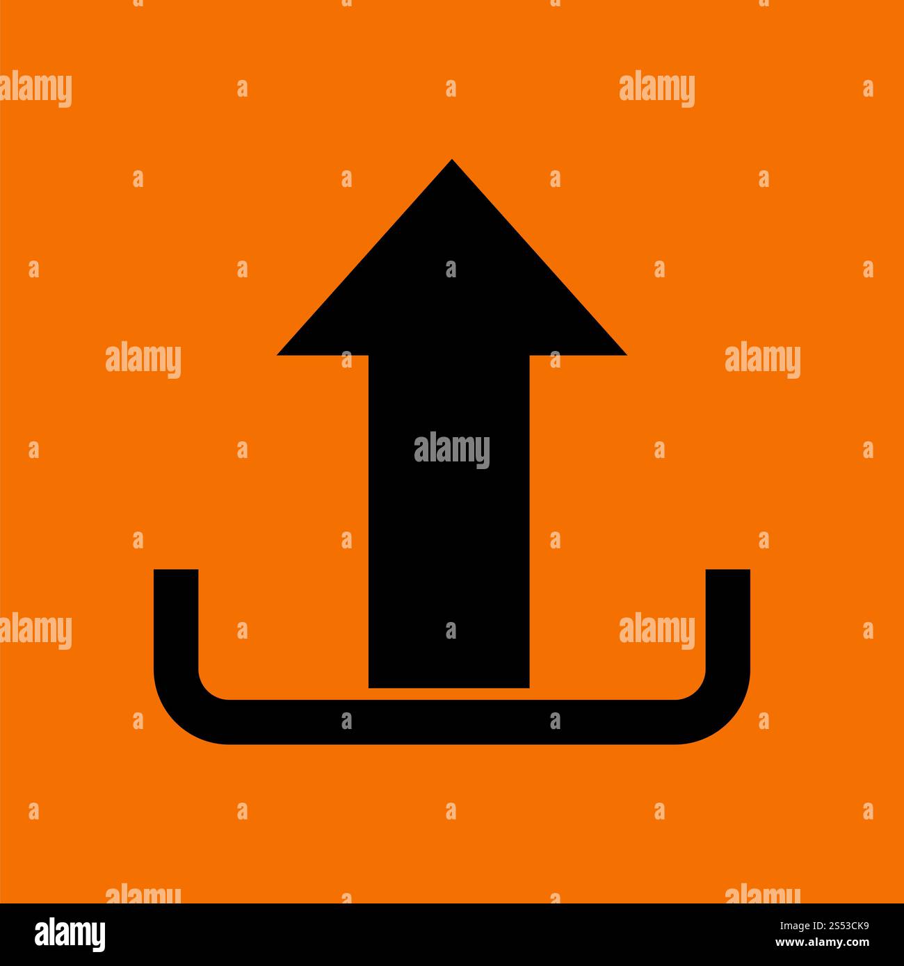Upload Icon. Black on Orange Background. Vector Illustration Stock ...