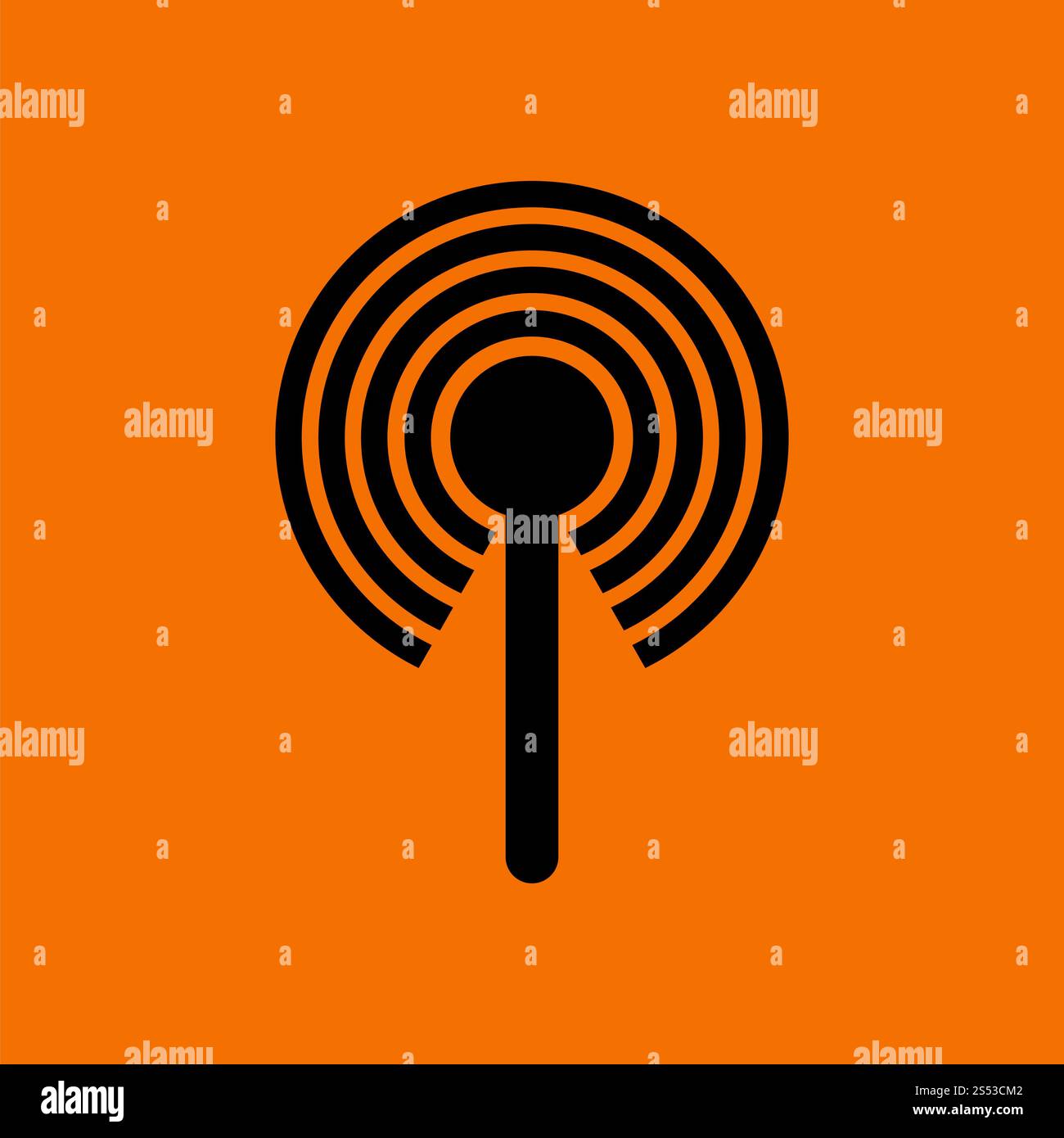 Radio Antenna Icon. Black on Orange Background. Vector Illustration ...