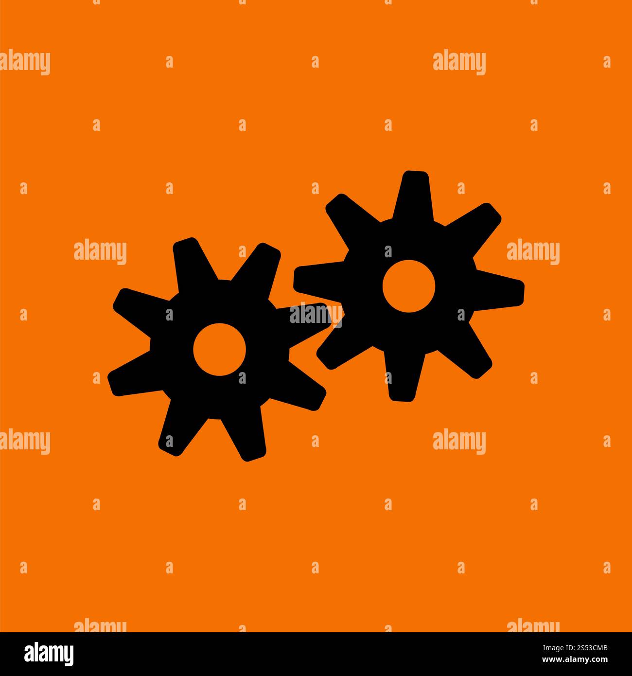 Gears Icon. Black on Orange Background. Vector Illustration Stock Photo ...