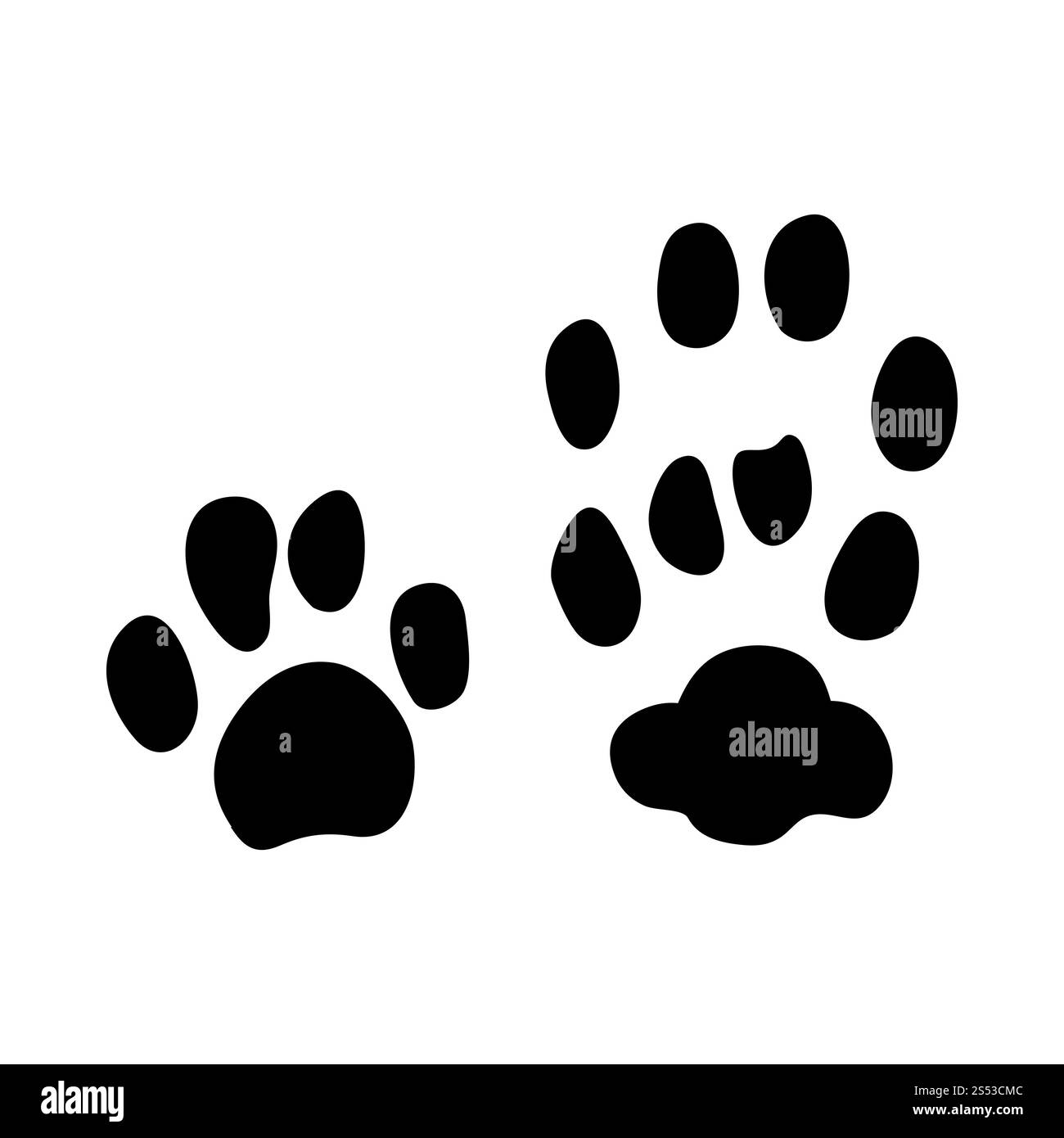 European Wild Cat Footprint. Black Silhouette Design. Vector ...