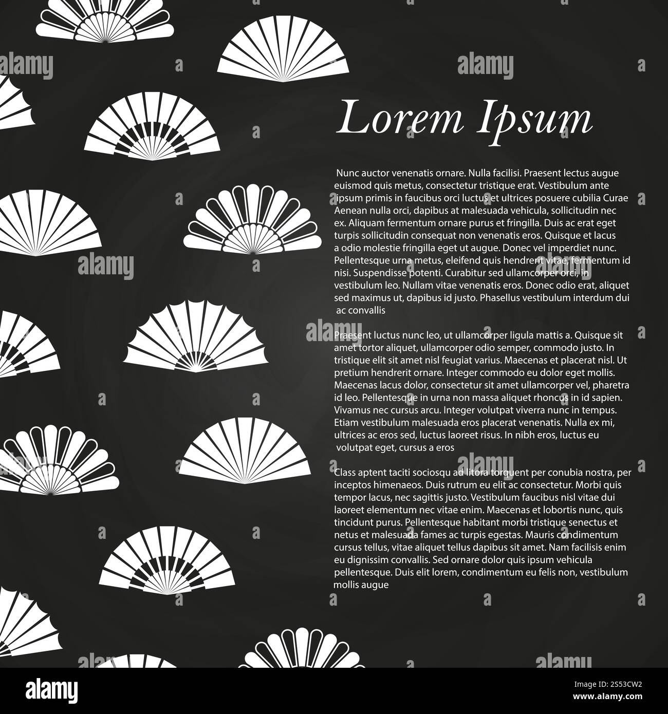 White hand fans poster design. Blackboard banner with vector fans ...