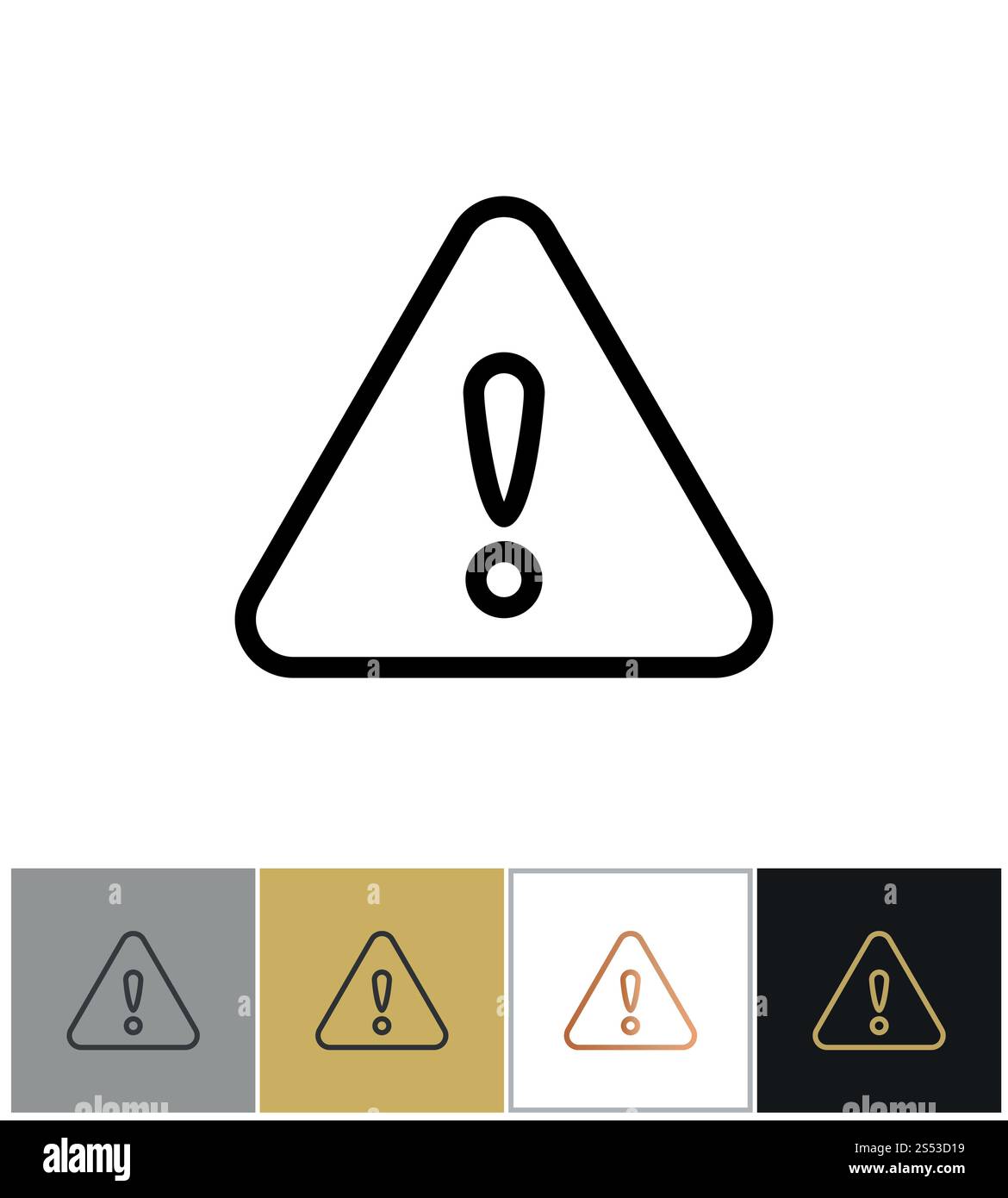 Warning icon, important problem message sign on white and black ...