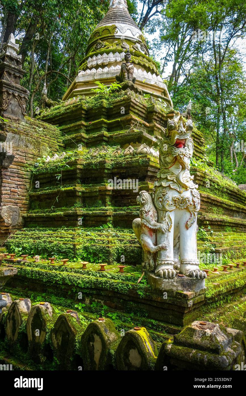 Wat Palad temple stupa in jungle, Chiang Mai, Thailand. Wat Palad ...
