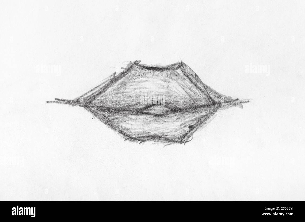 sketch of female lips close up hand-drawn by black pencil on white ...