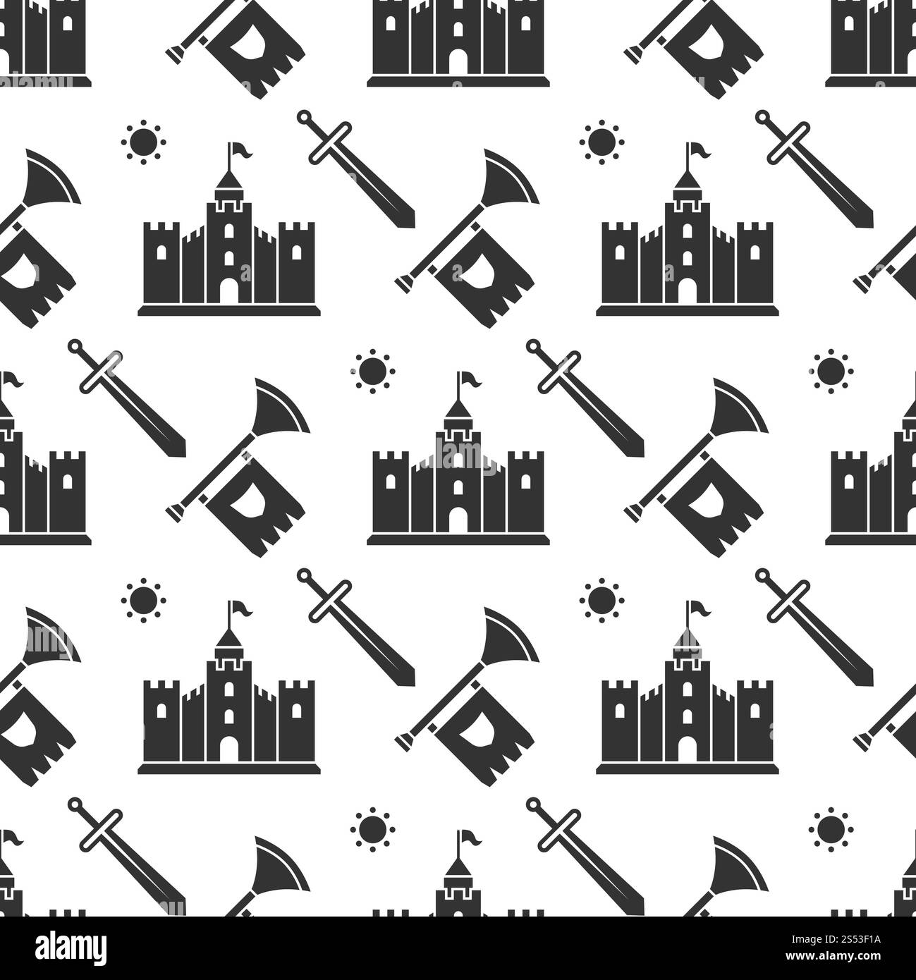 Swords, medieval castle, sword and tube seamless background pattern ...