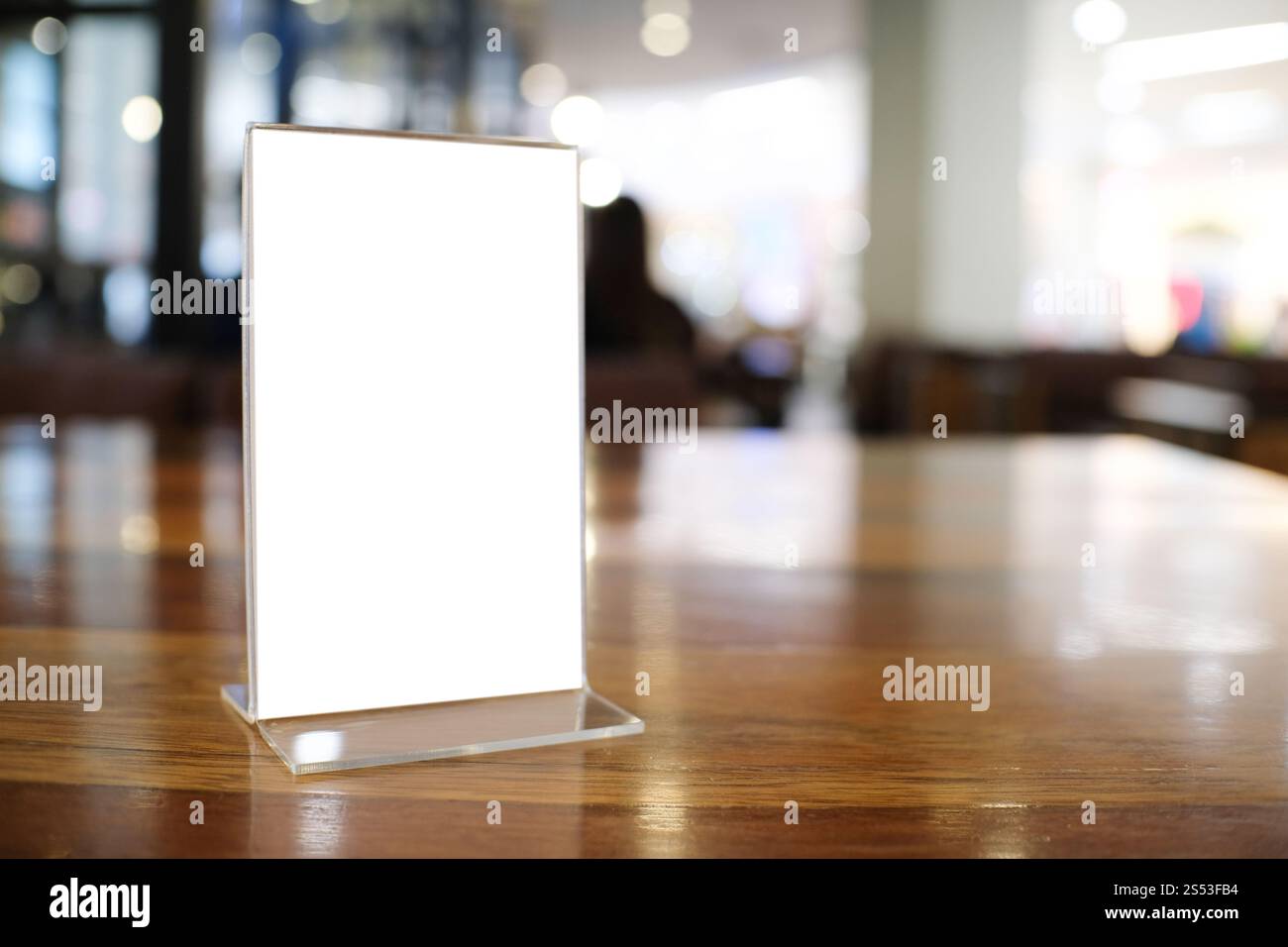 Menu frame space for text marketing promotion standing on wood table in ...