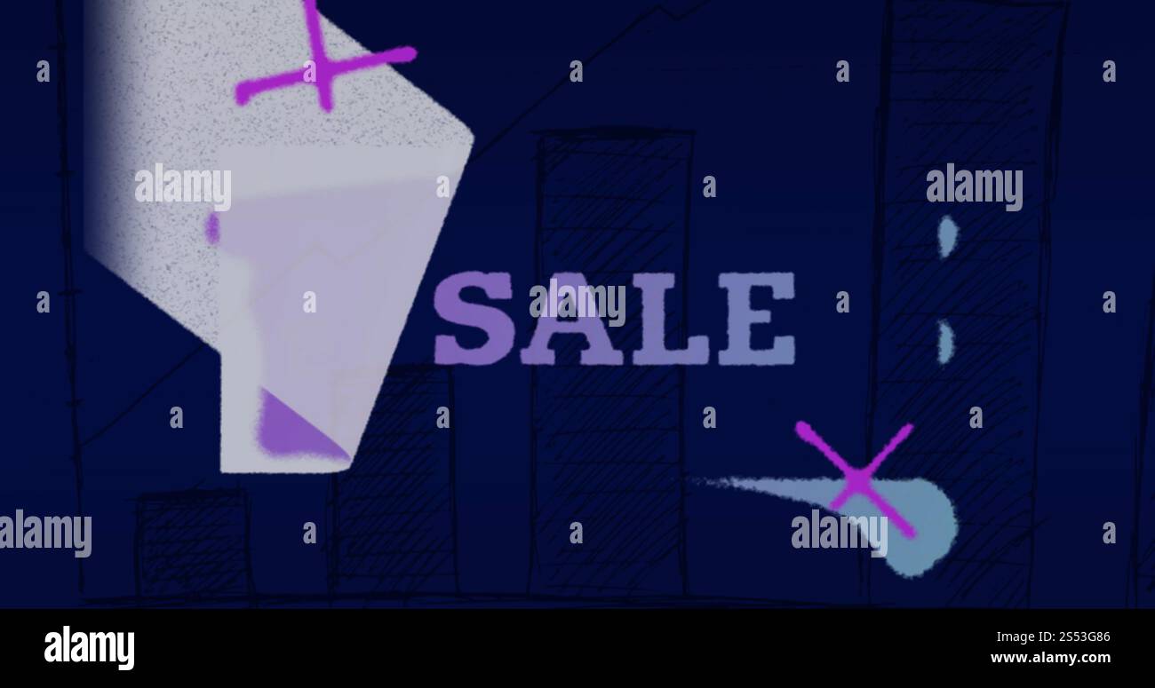 Image of sale text spray painted stencil on black background with ...