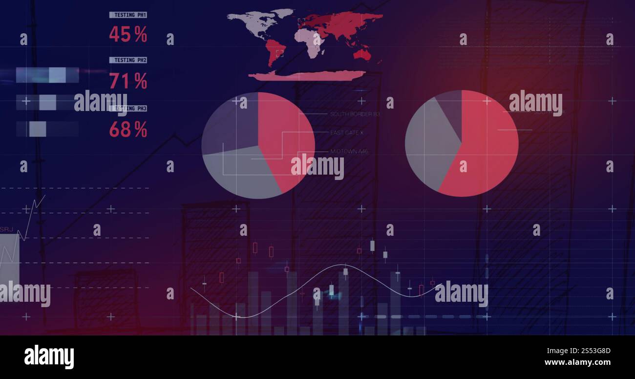 Image of charts and graphs processing data on interface screen Stock ...