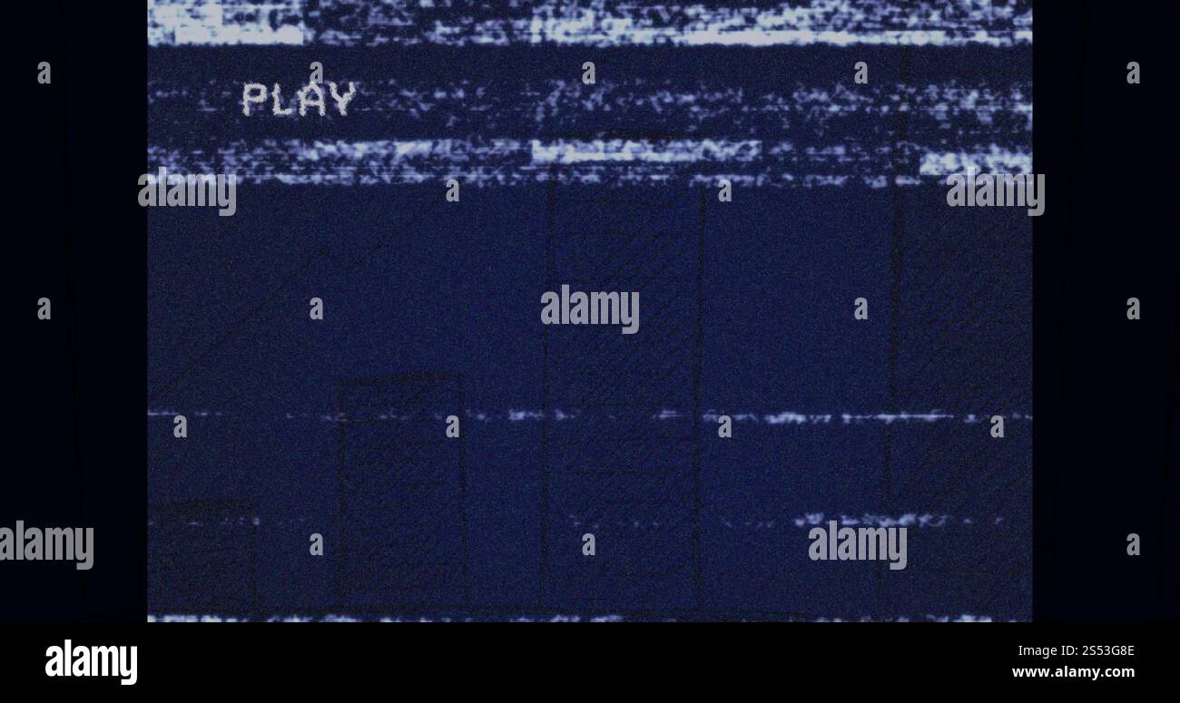 Image of play text and band of interference on dark playback screen ...