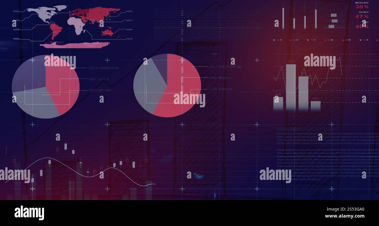 Image of charts and graphs processing data on interface screen Stock ...