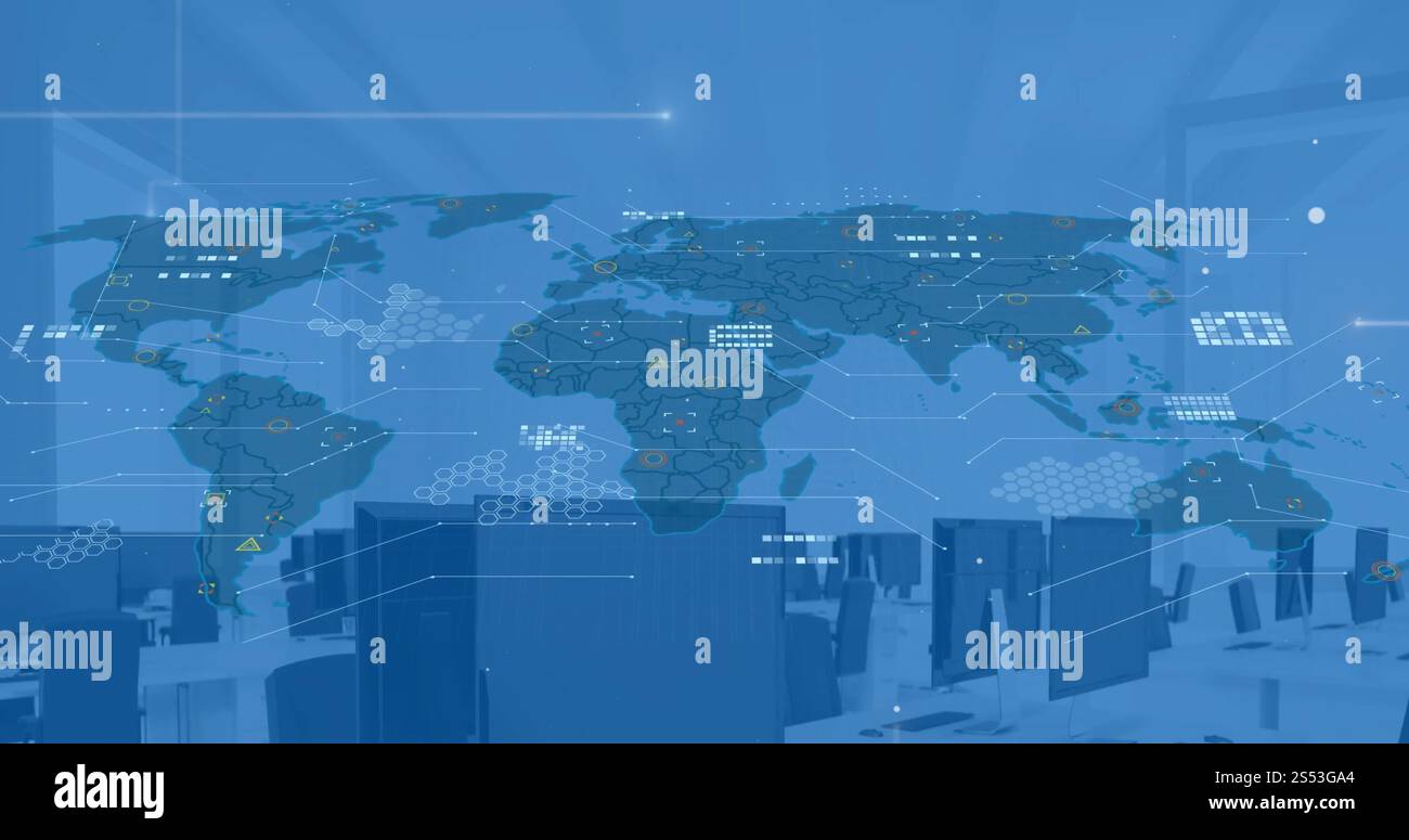 Image of financial data processing over computers and world map Stock Photo - Alamy