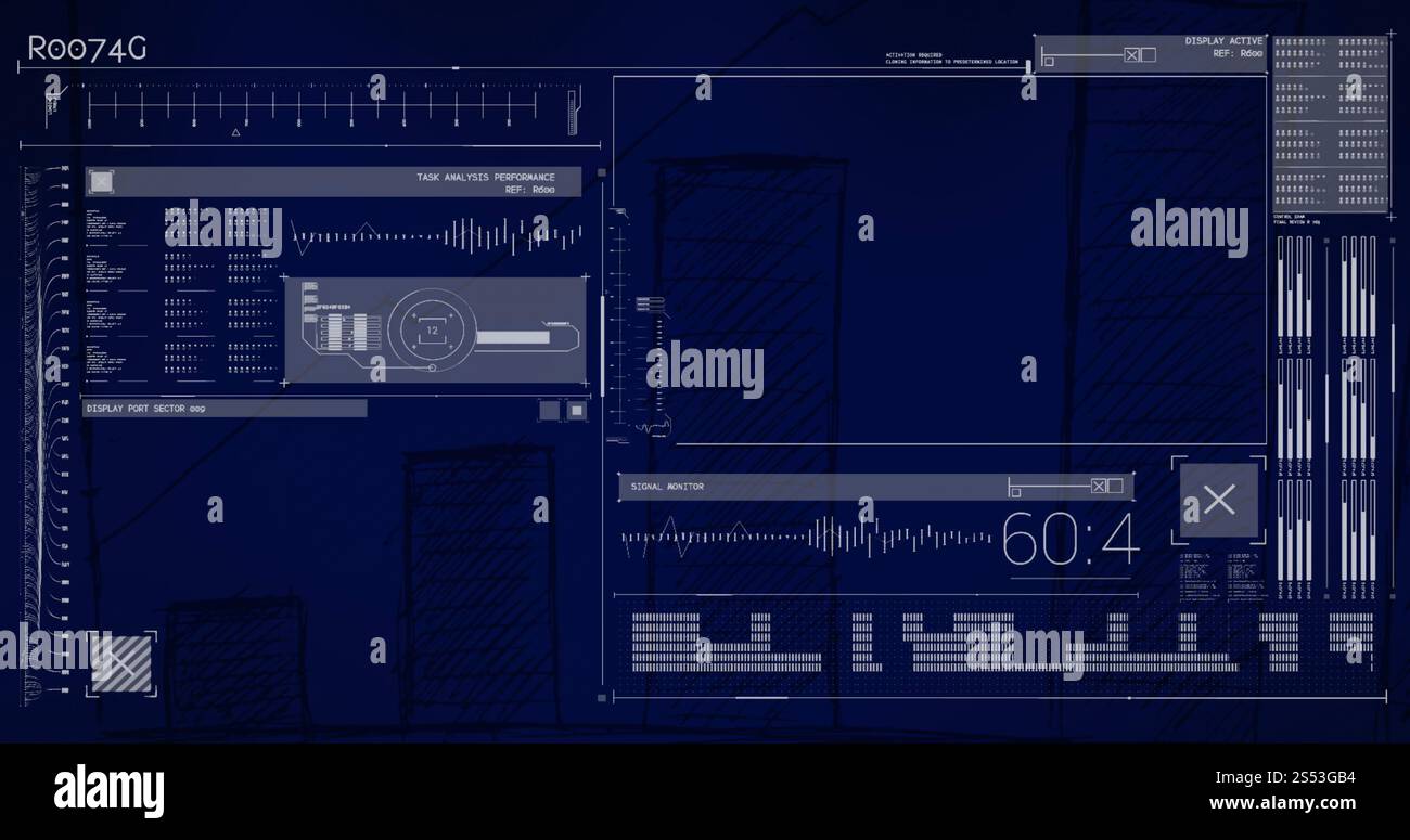 Image of data processing on interface screen Stock Photo - Alamy